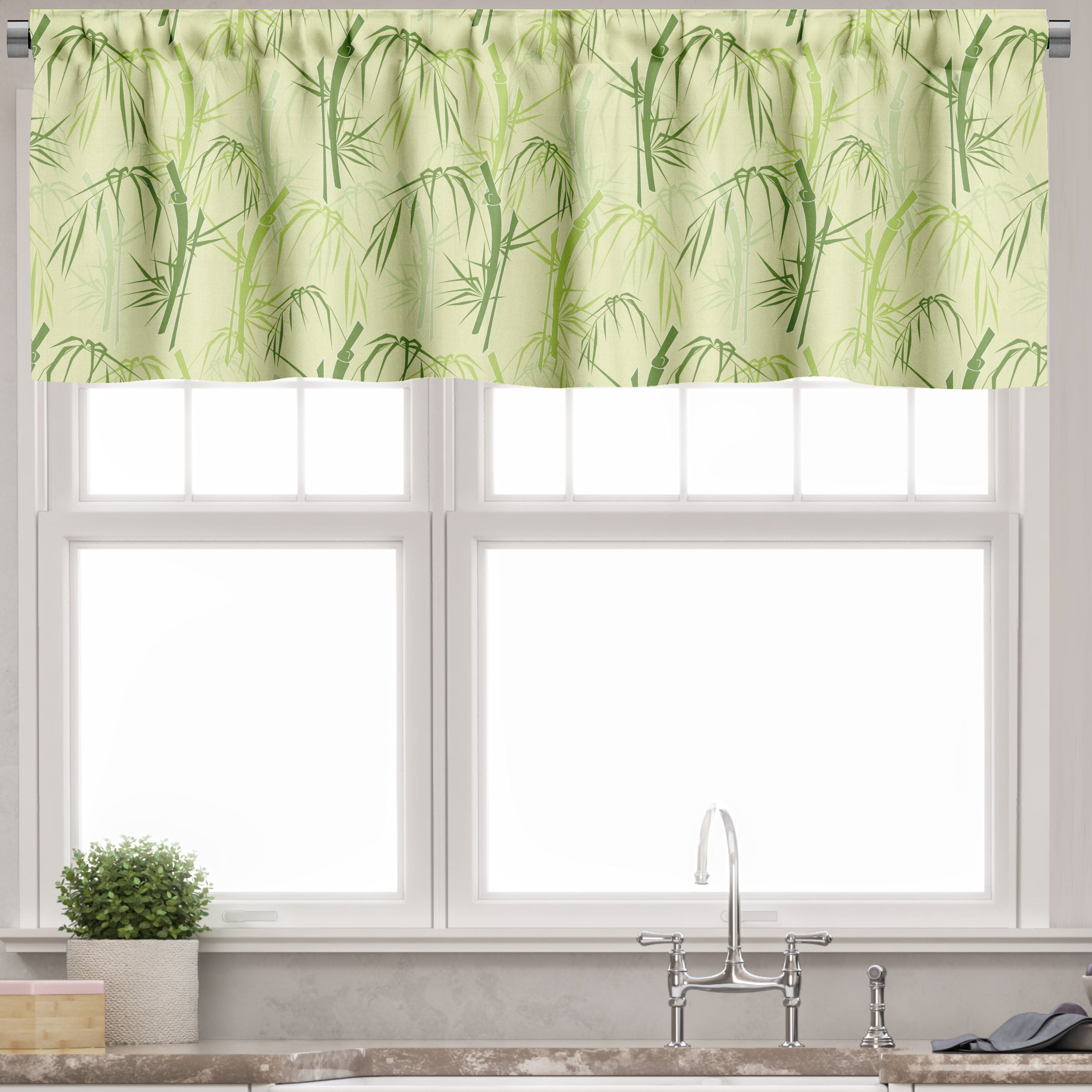 Ambesonne Tropical Valance Pack of 2, Exotic Minimal Tree Leaves, 54 ...