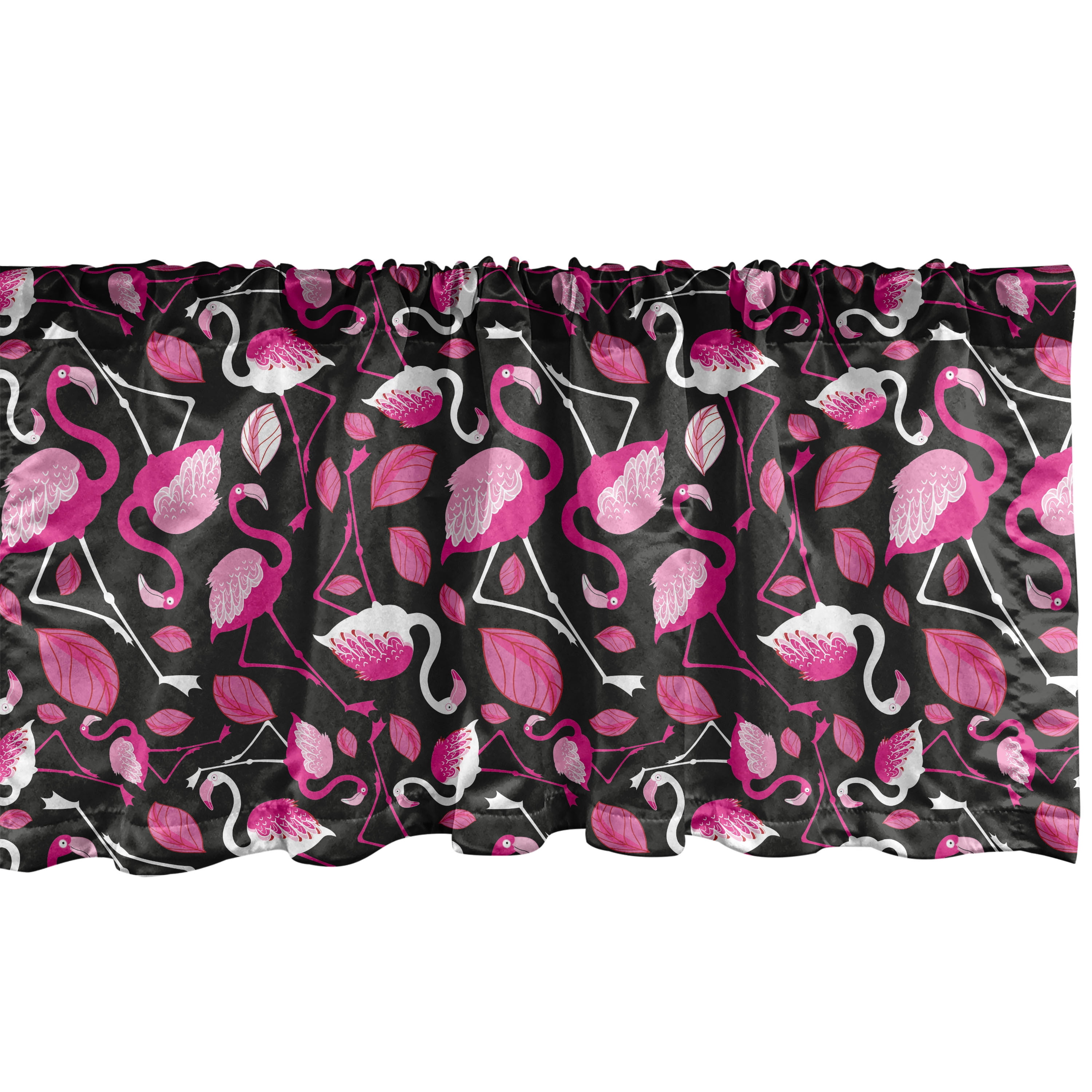 Ambesonne Tropical Valance Pack of 2, Pinkish Exotic Flamingos, 42"X12 ...