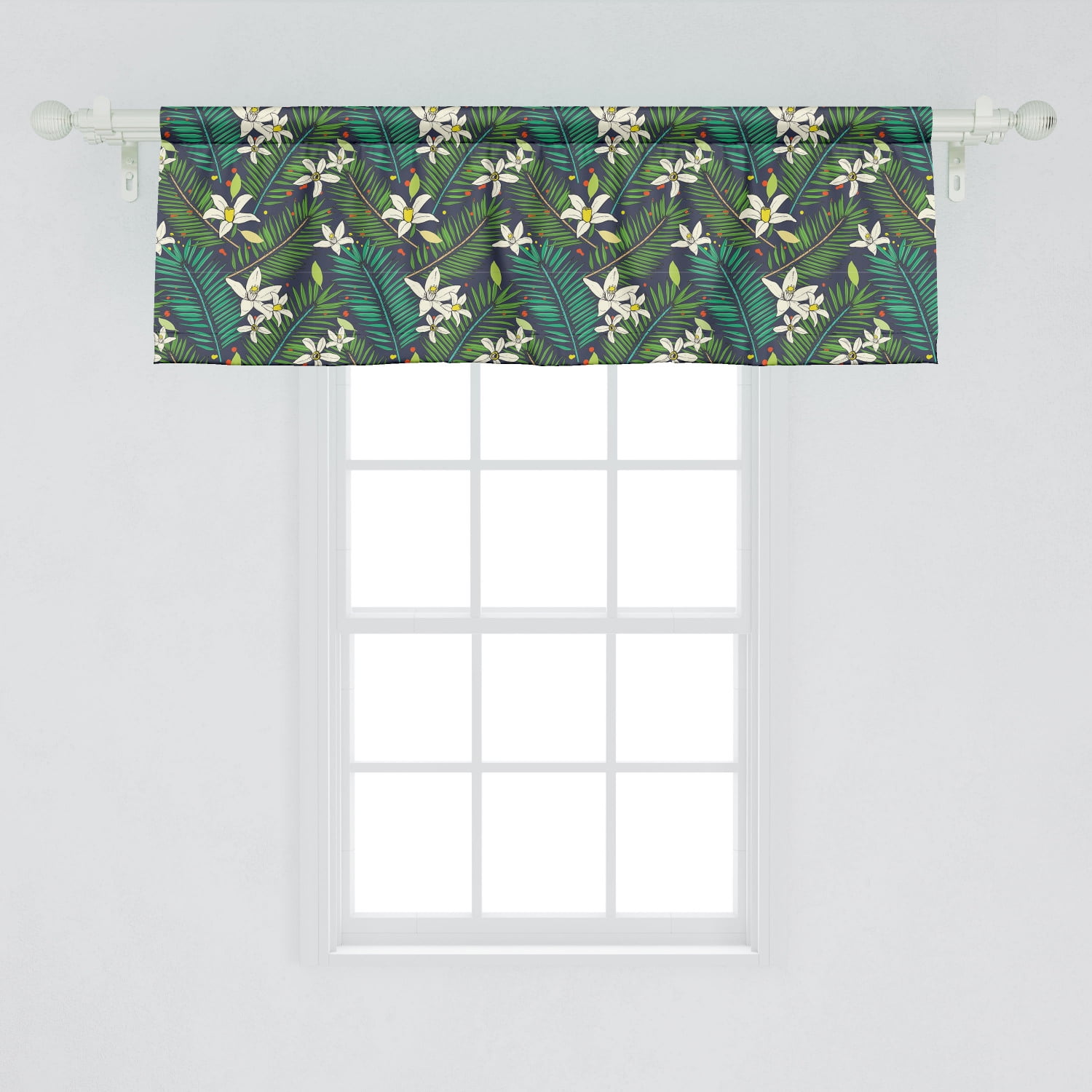Ambesonne Tropical Window Valance, Blossoming Hawaiian Flora Exotic ...