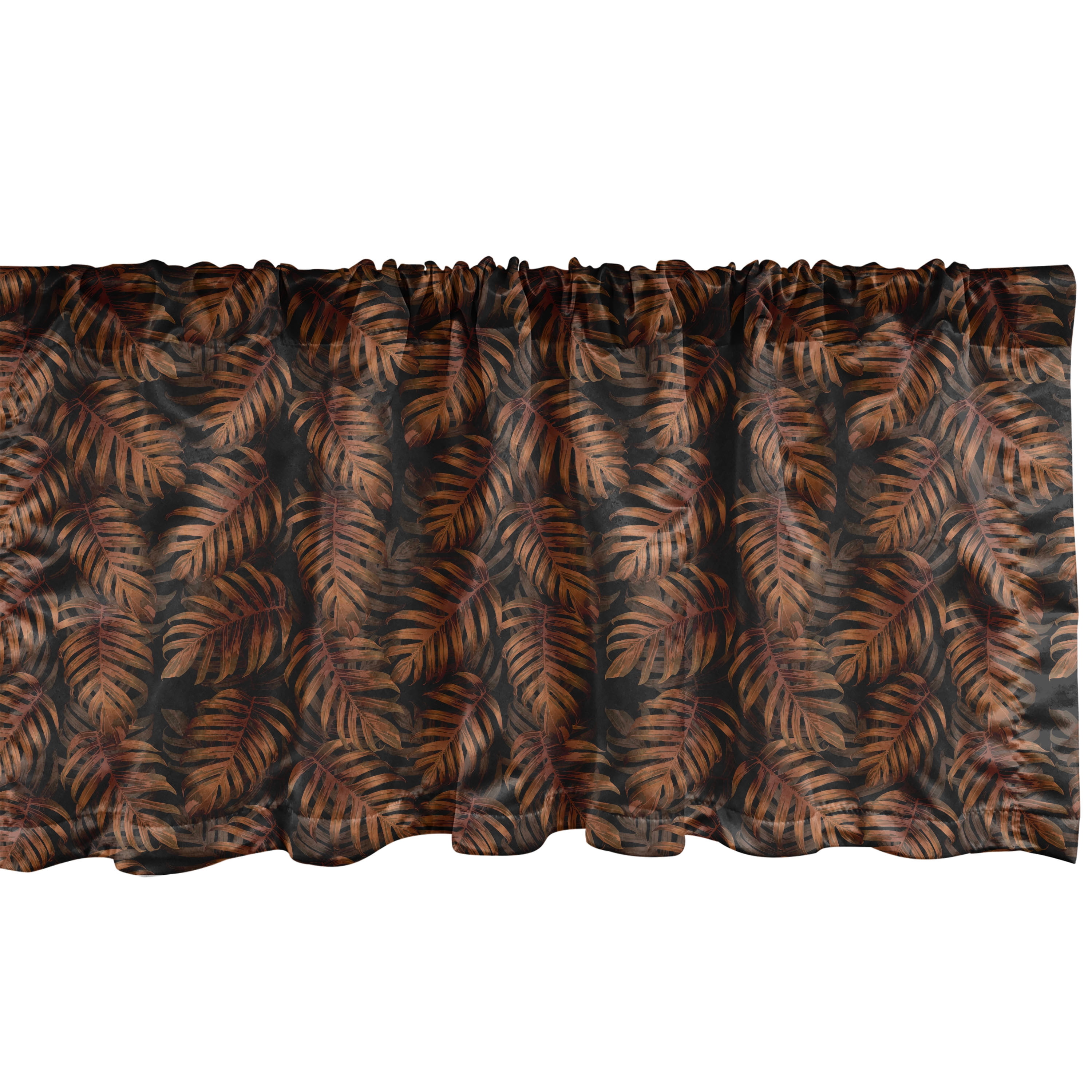 Ambesonne Tropical Window Valance, Earth Tones Jungle Leaves, 42" x 12 ...