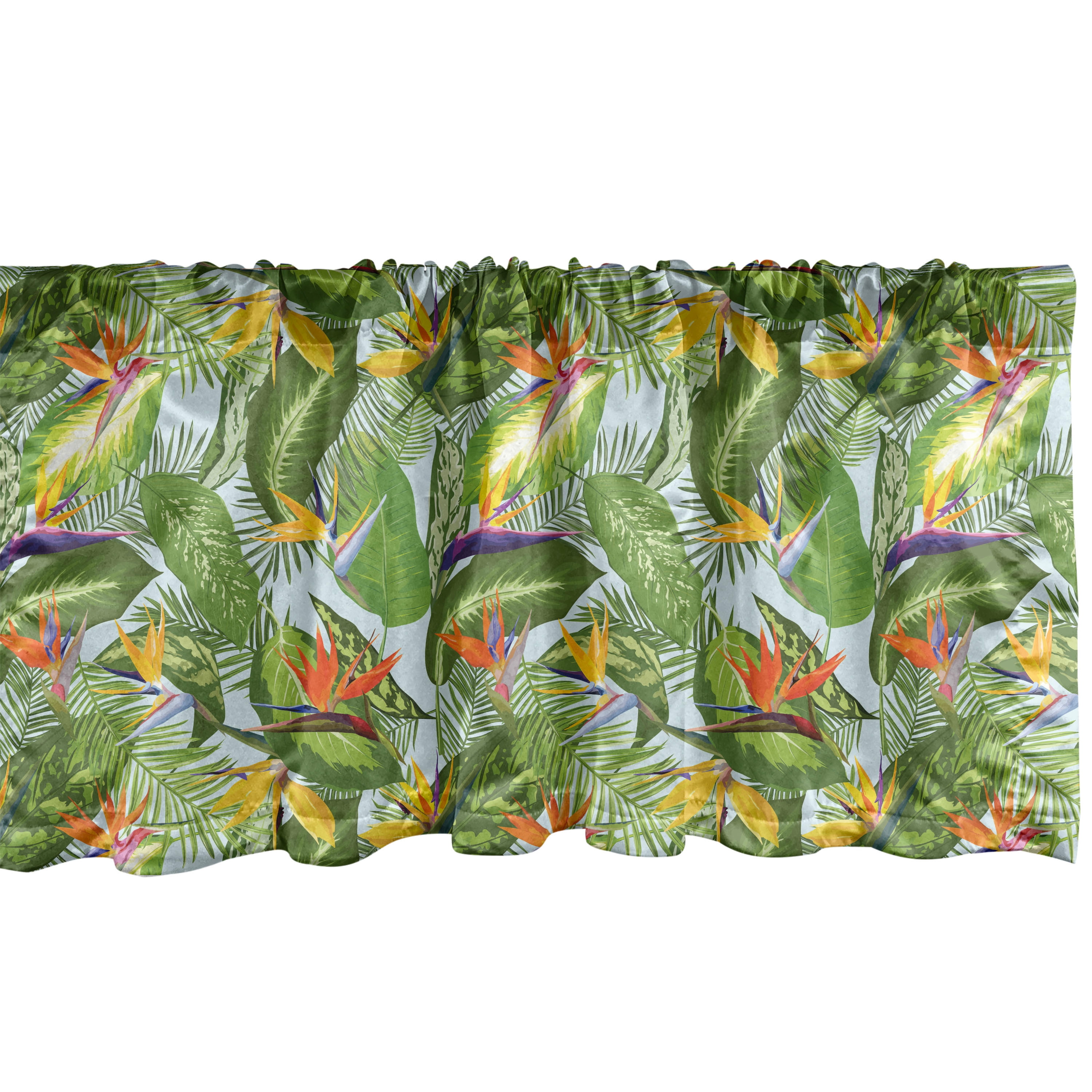 Ambesonne Tropical Window Valance, Flowers Bird-of-Paradise, 42" x 12 ...