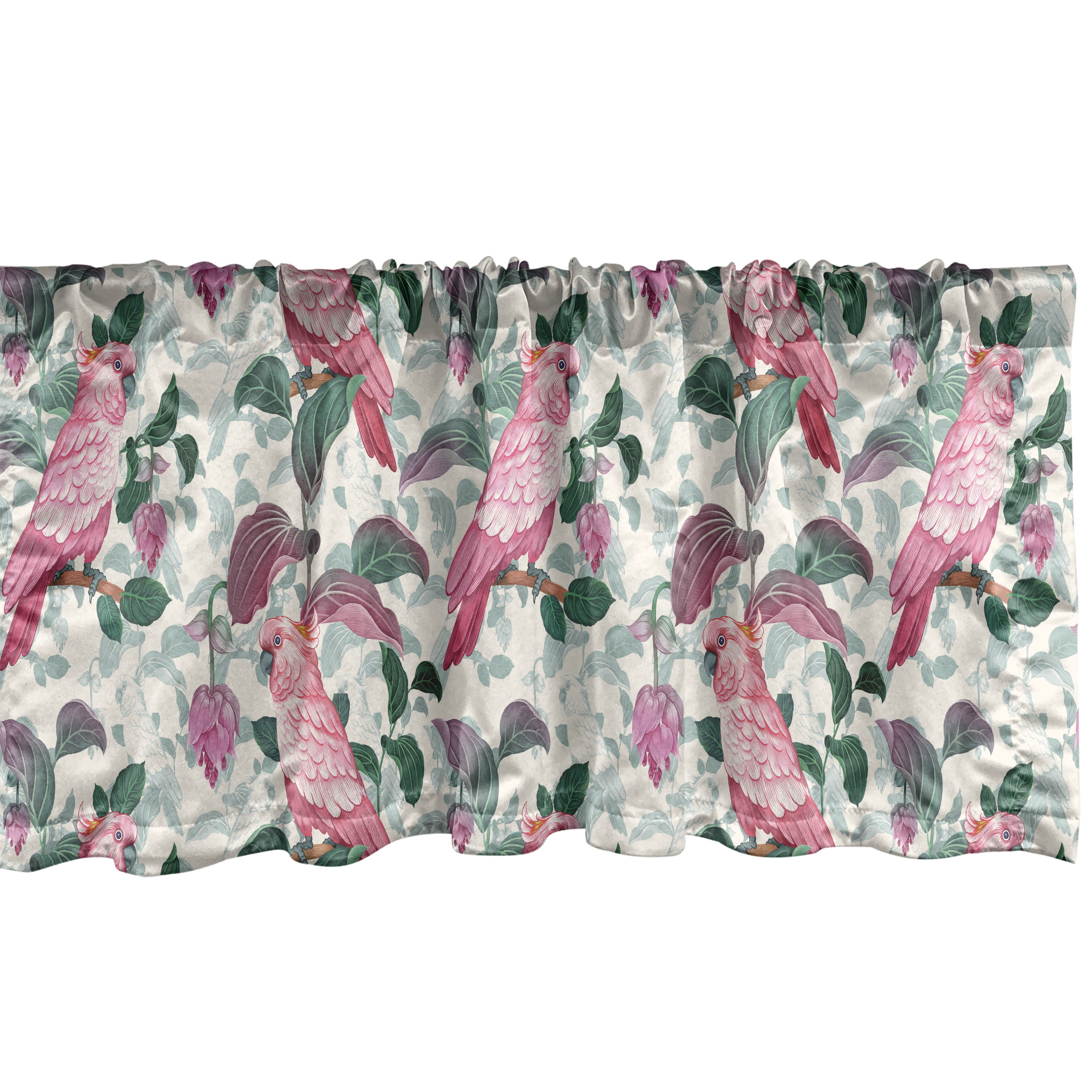 Ambesonne Tropical Window Valance, Forest Parrot Sketch Print, 54" X 18 ...