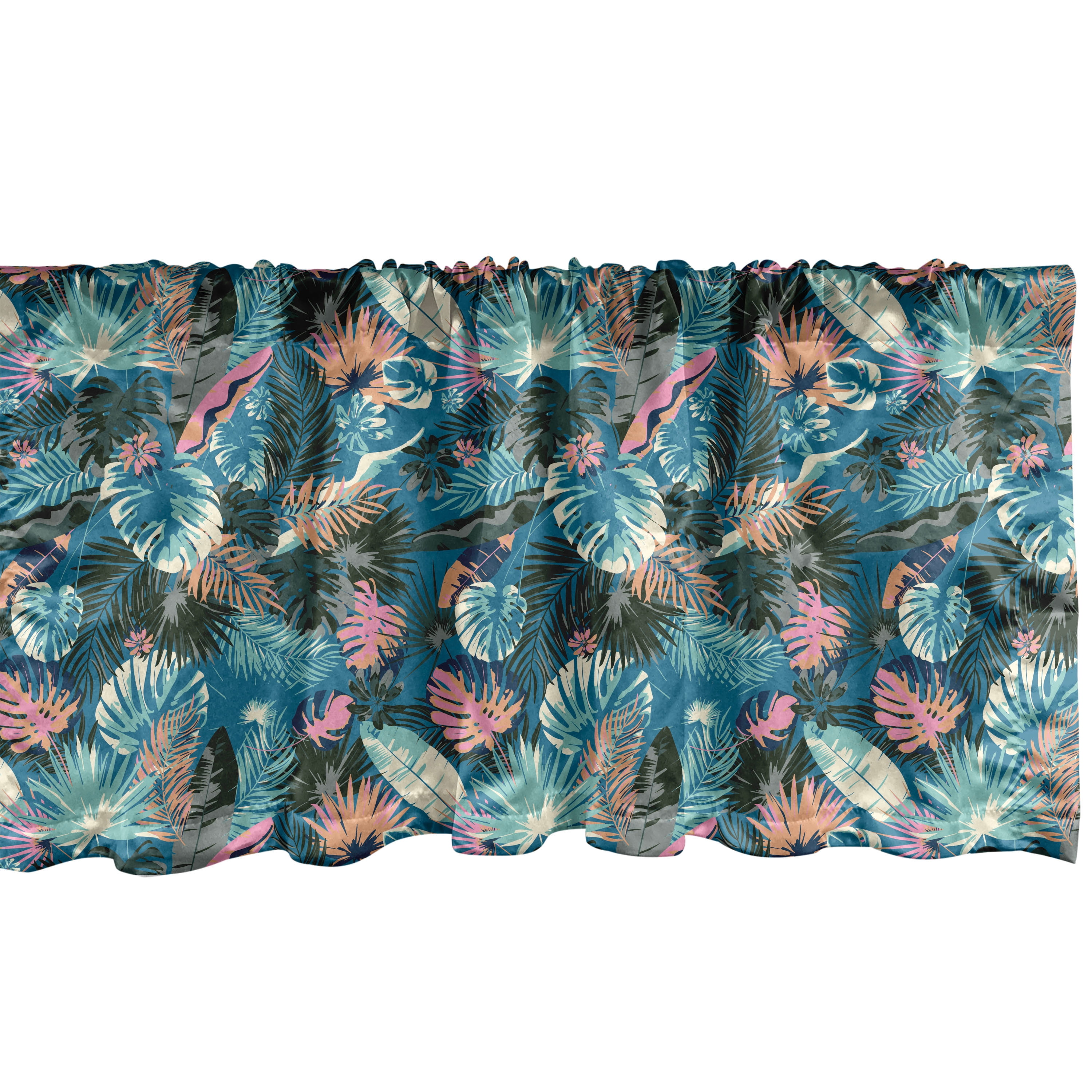 Ambesonne Tropical Window Valance, Hawaiian Jungle Botanical, 54" X 18 ...