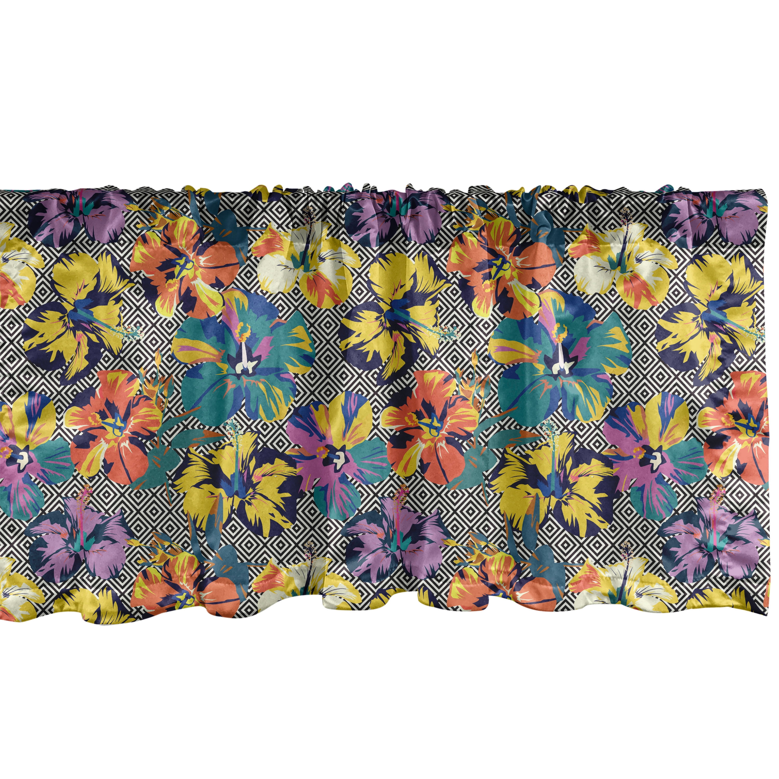 Ambesonne Tropical Window Valance, Hibiscus Blossoms Fragrance on ...