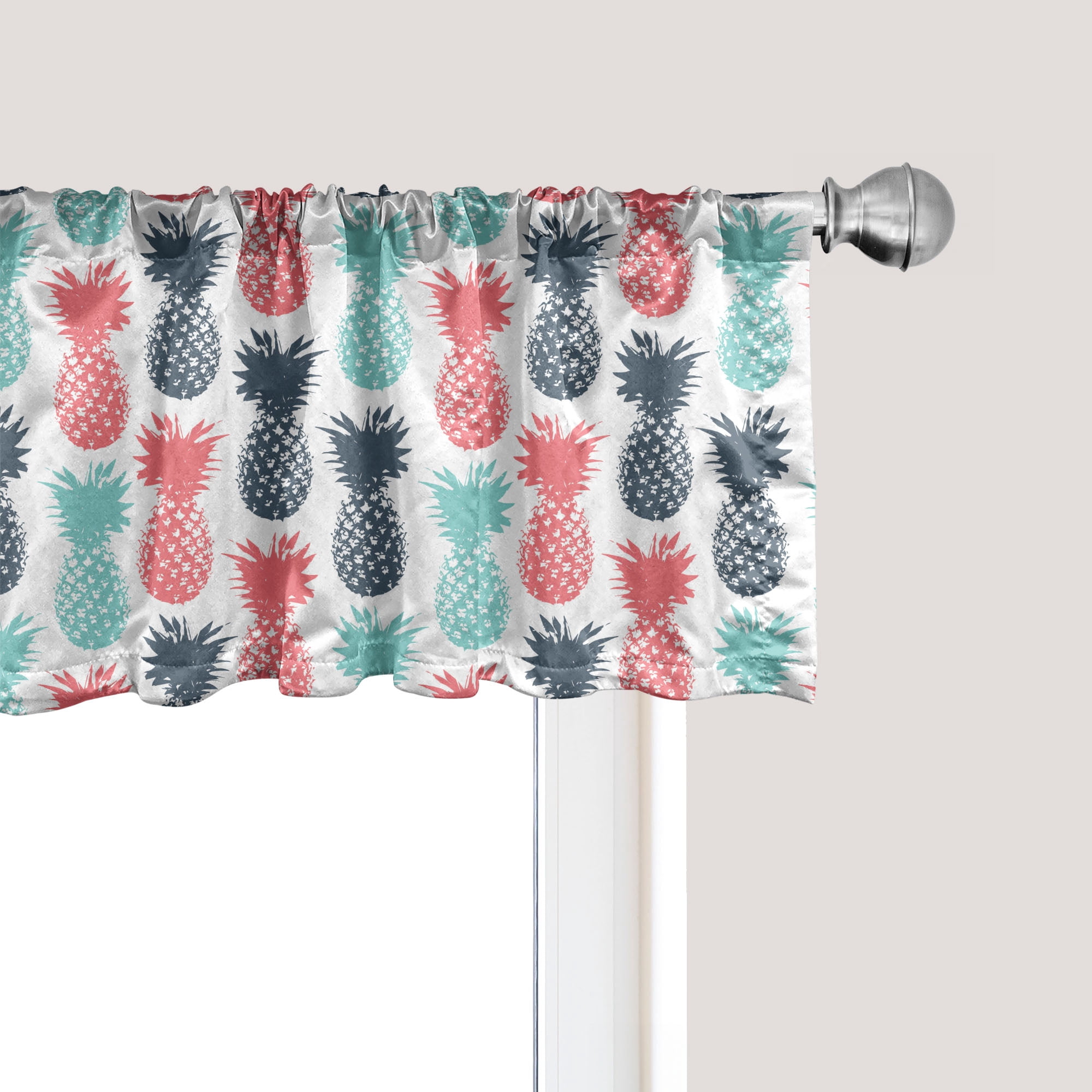 Ambesonne Tropical Window Valance, Stamped Minimal Backdrop, 54" X 18 ...