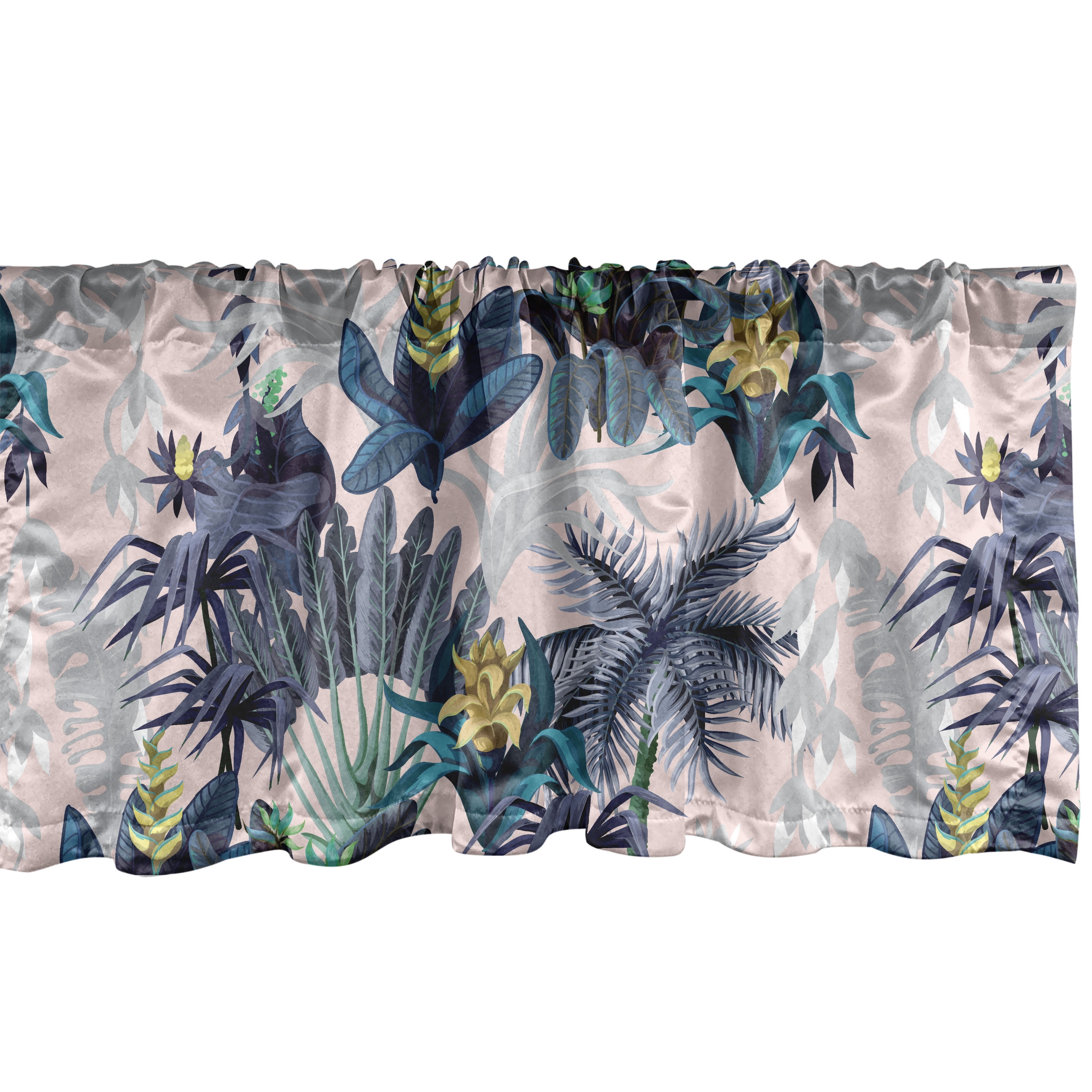 Ambesonne Tropical Window Valance with Rod Pocket, Jungle Foliage ...