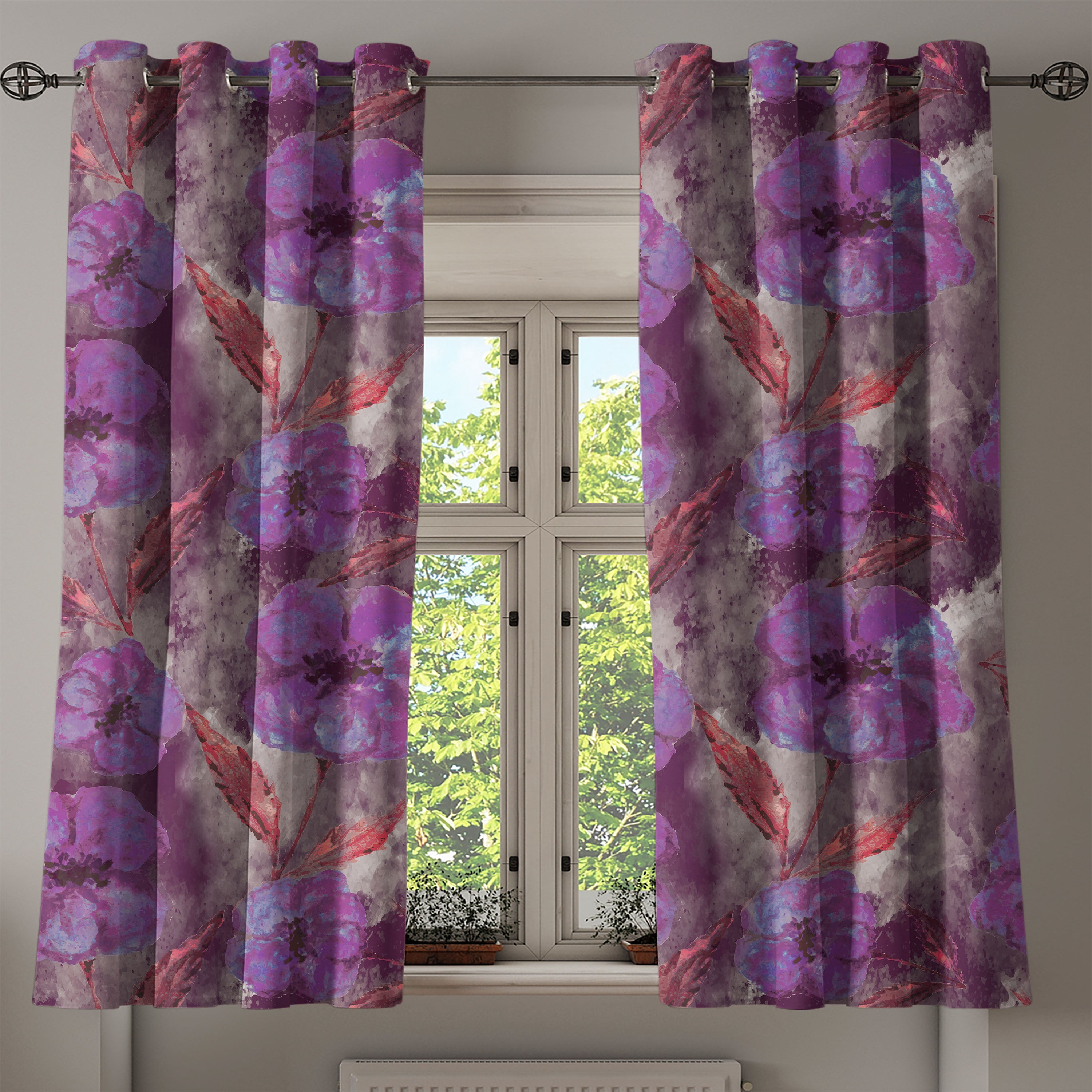 Ambesonne Tulips Grommet Curtain, Gothic Grunge Flowers Print, 50"x60 ...