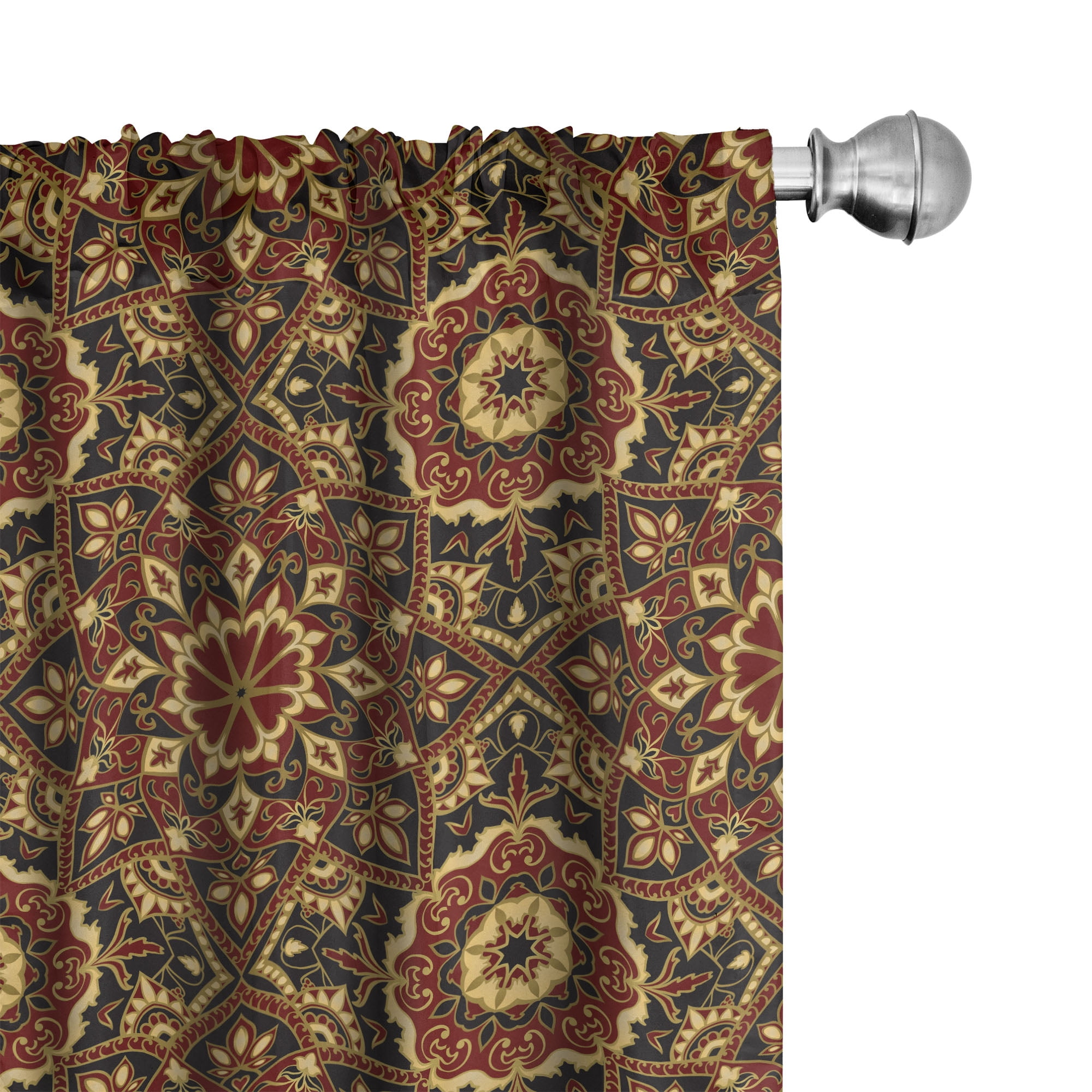 Ambesonne Turkish Pattern Curtains, Dark Byzantine, Pair of 28"x95 ...
