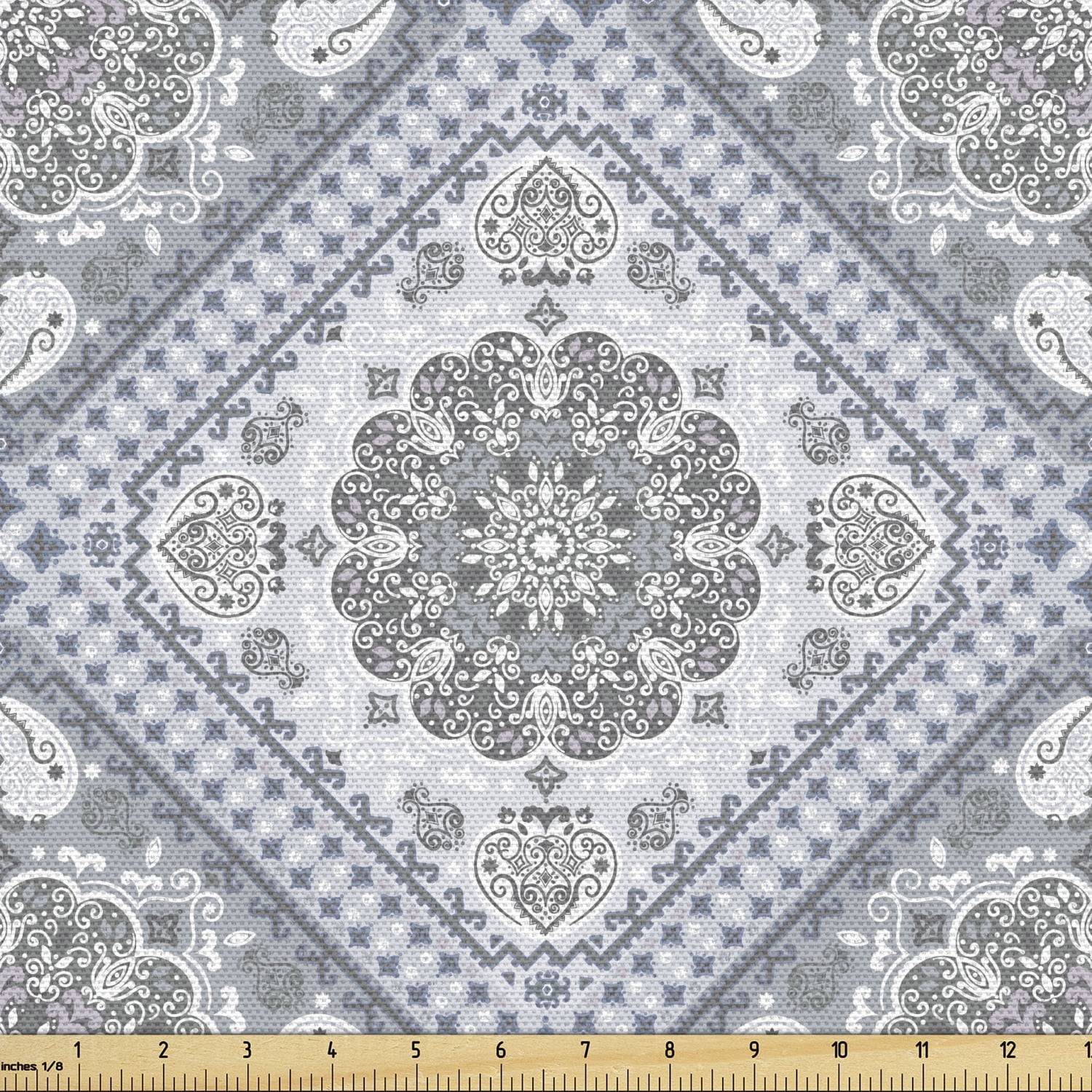Ambesonne Turkish Pattern Fabric by the Yard Upholstery, Boho Cold ...