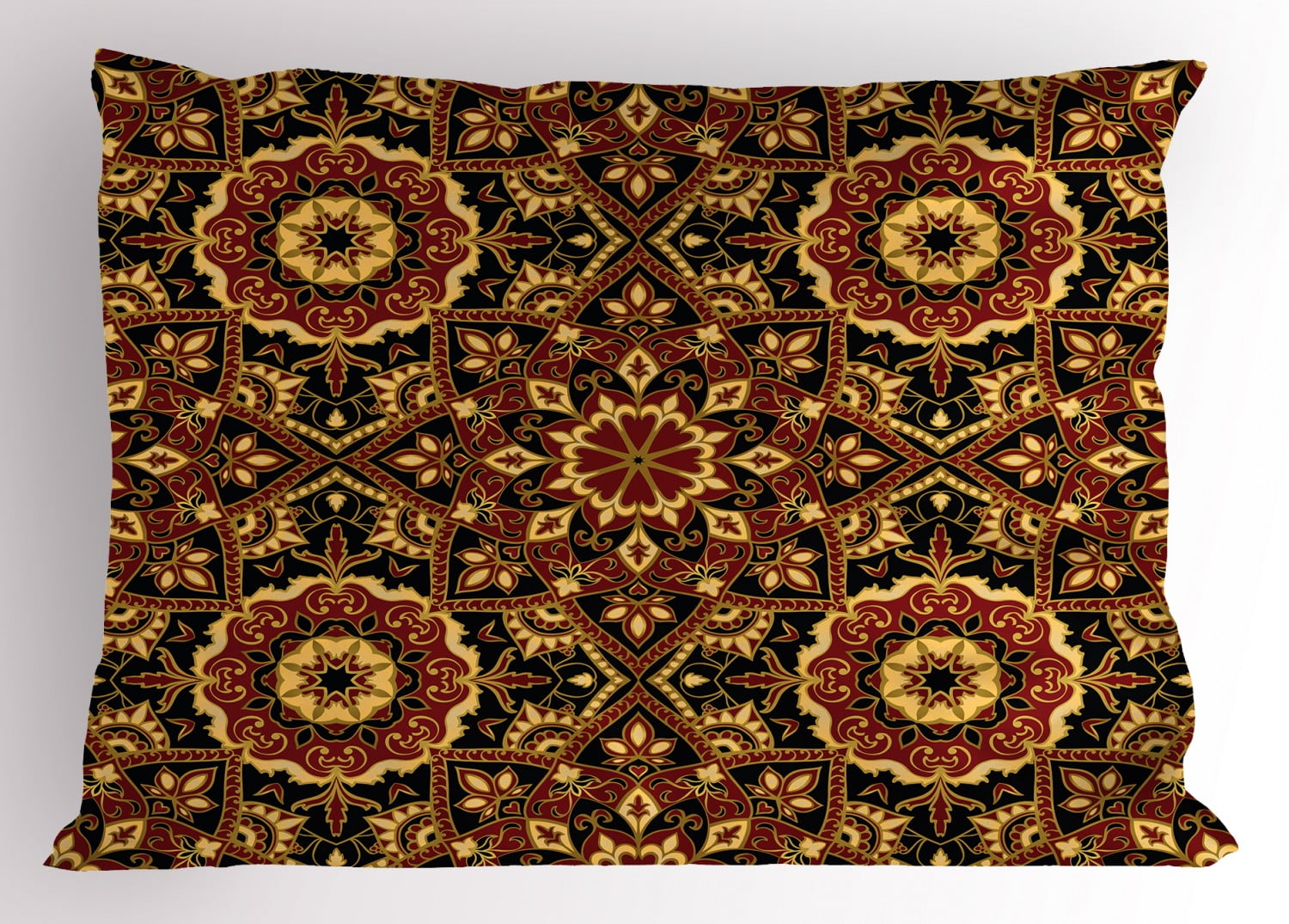 Ambesonne Turkish Pattern Pillow Sham, Dark Byzantine, 26" X 20", Ruby ...
