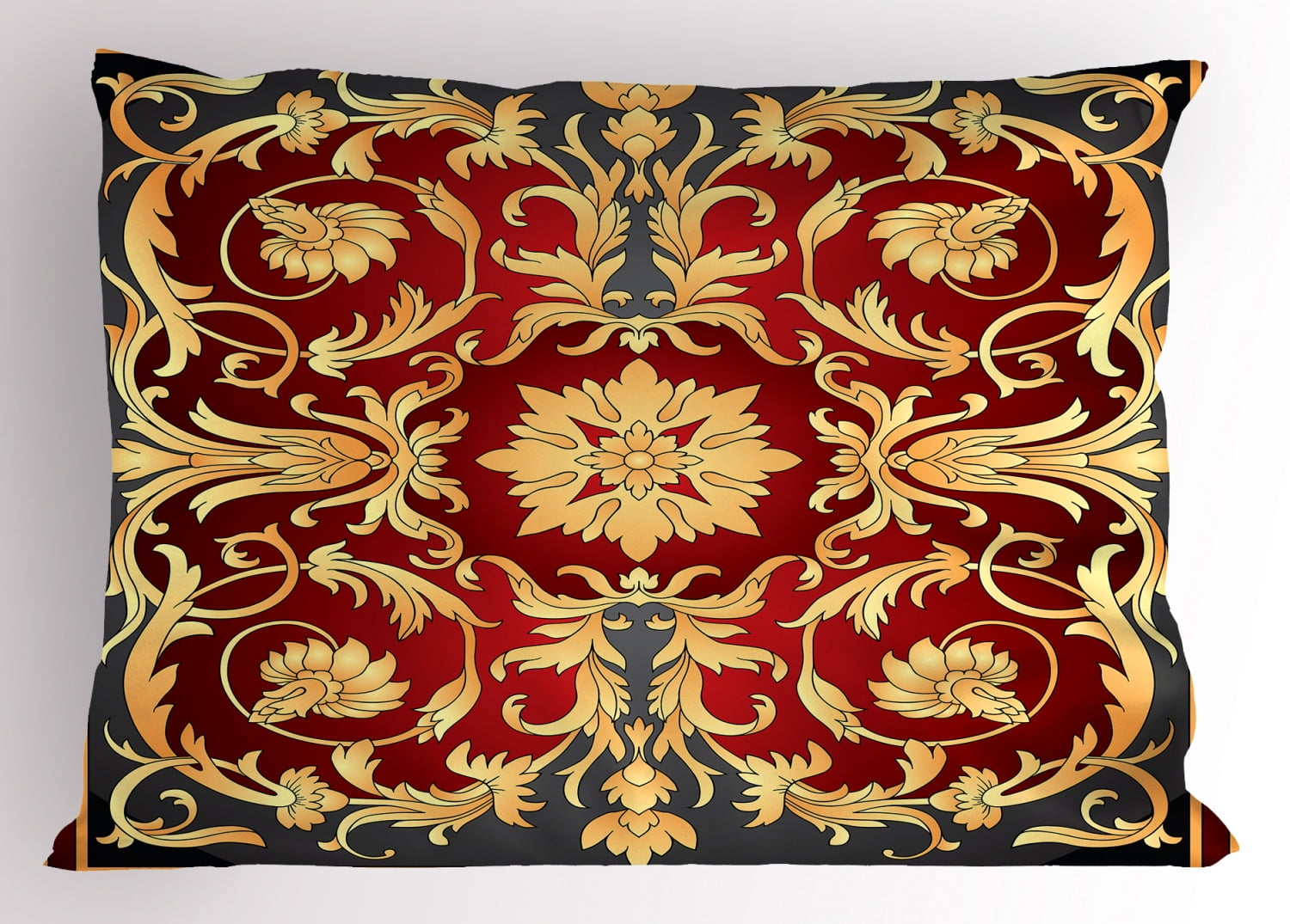 Ambesonne Turkish Pattern Pillow Sham, Spiral Foliage, 36" X 20", Ruby ...