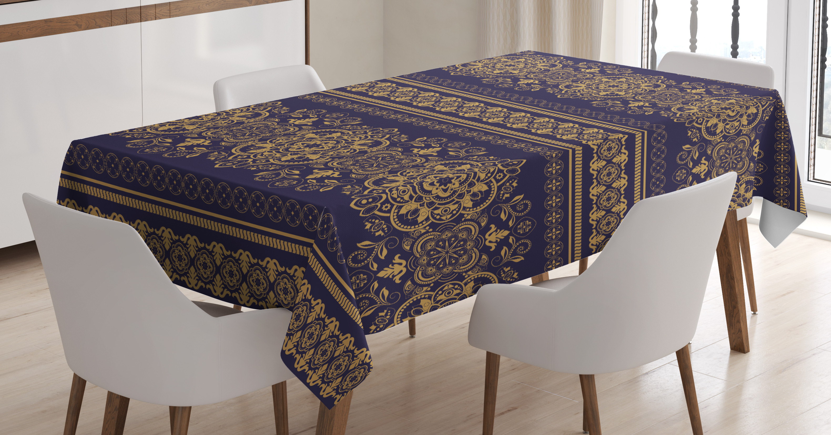 Ambesonne Turkish Pattern Tablecloth Rectangular Table Cover, Damask ...