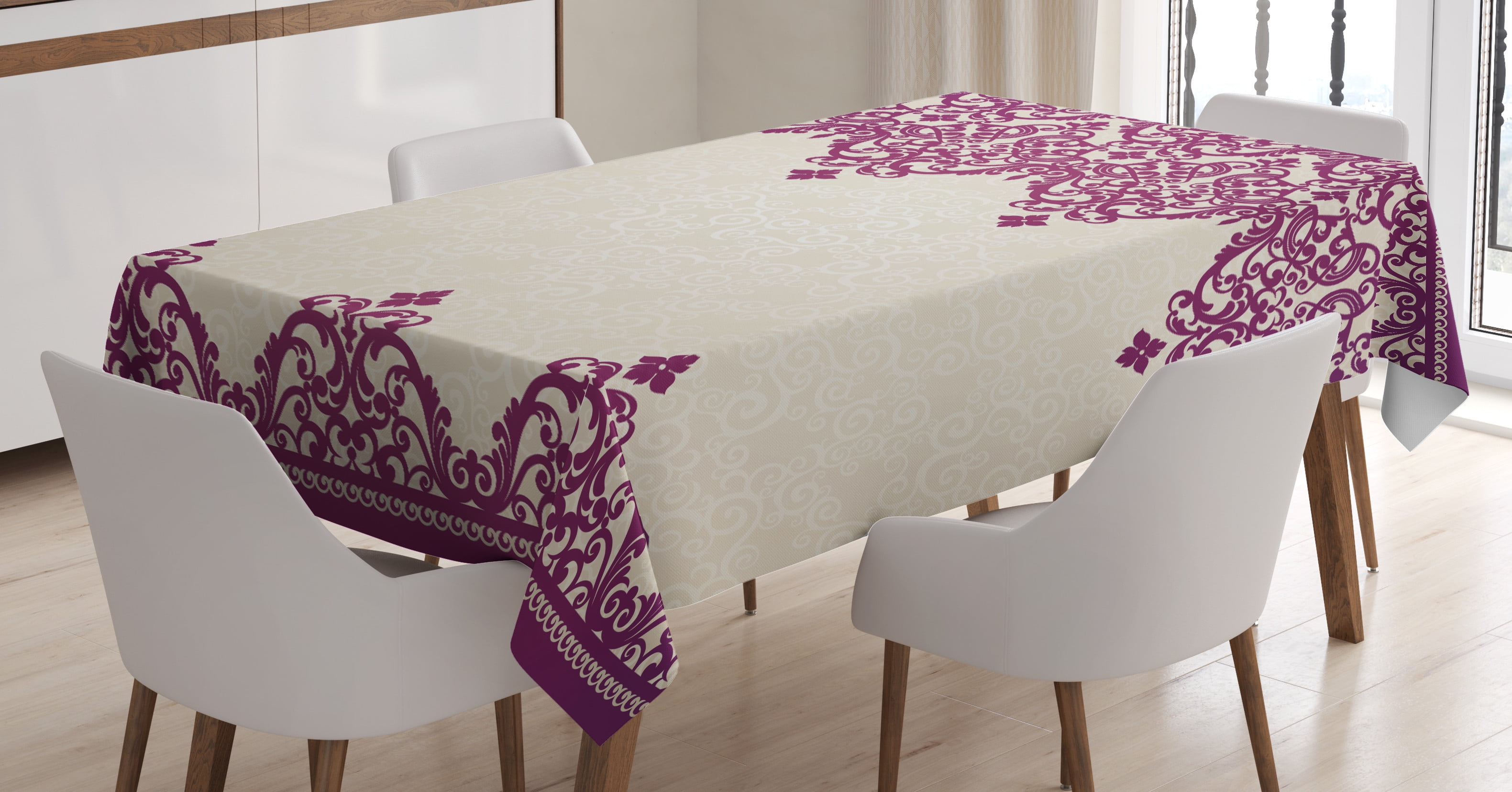 Ambesonne Turkish Pattern Tablecloth Rectangular Table Cover, Rococo ...