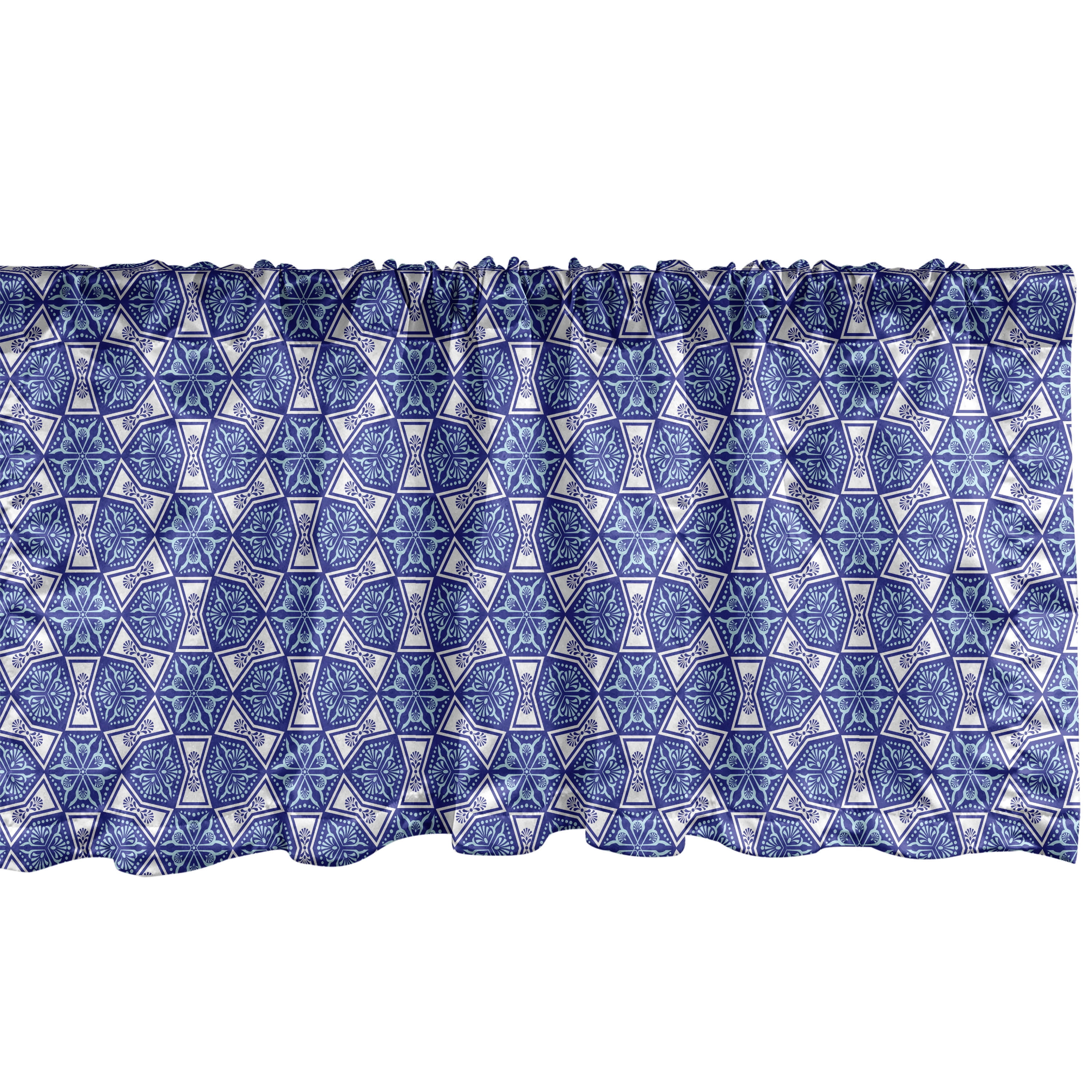 Ambesonne Turkish Pattern Window Valance, Blue Mosaic, 54" X 12", Royal ...