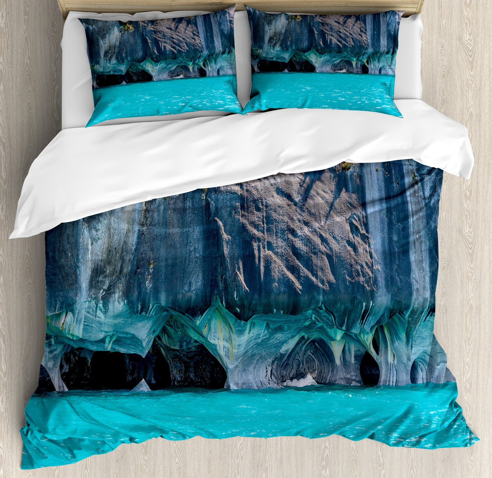 Ambesonne Turquoise Duvet Cover Set, Marble Caves Chile, Queen, Purple ...
