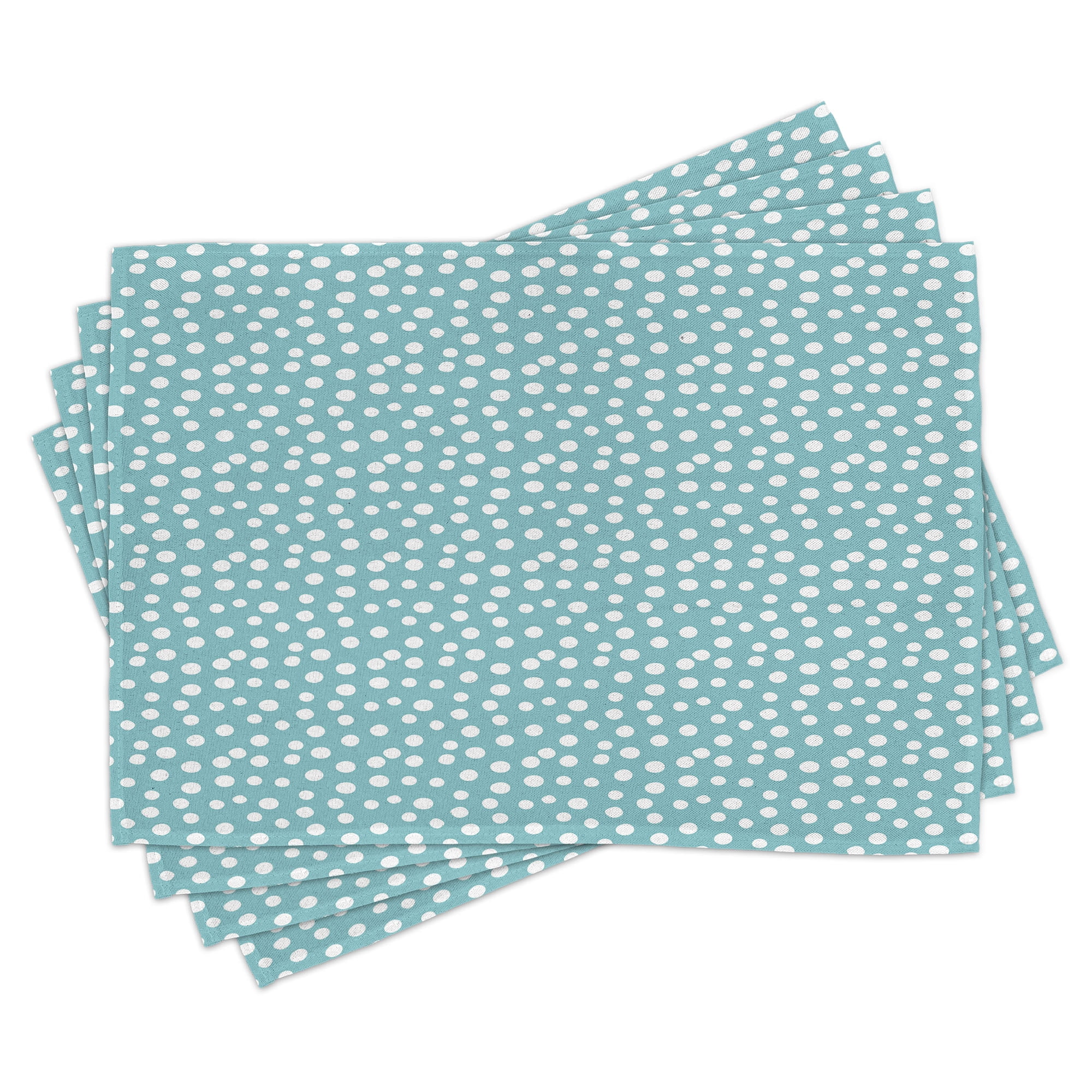 Ambesonne Turquoise Place Mats Set of 4, Polka Dots Romantic Art ...