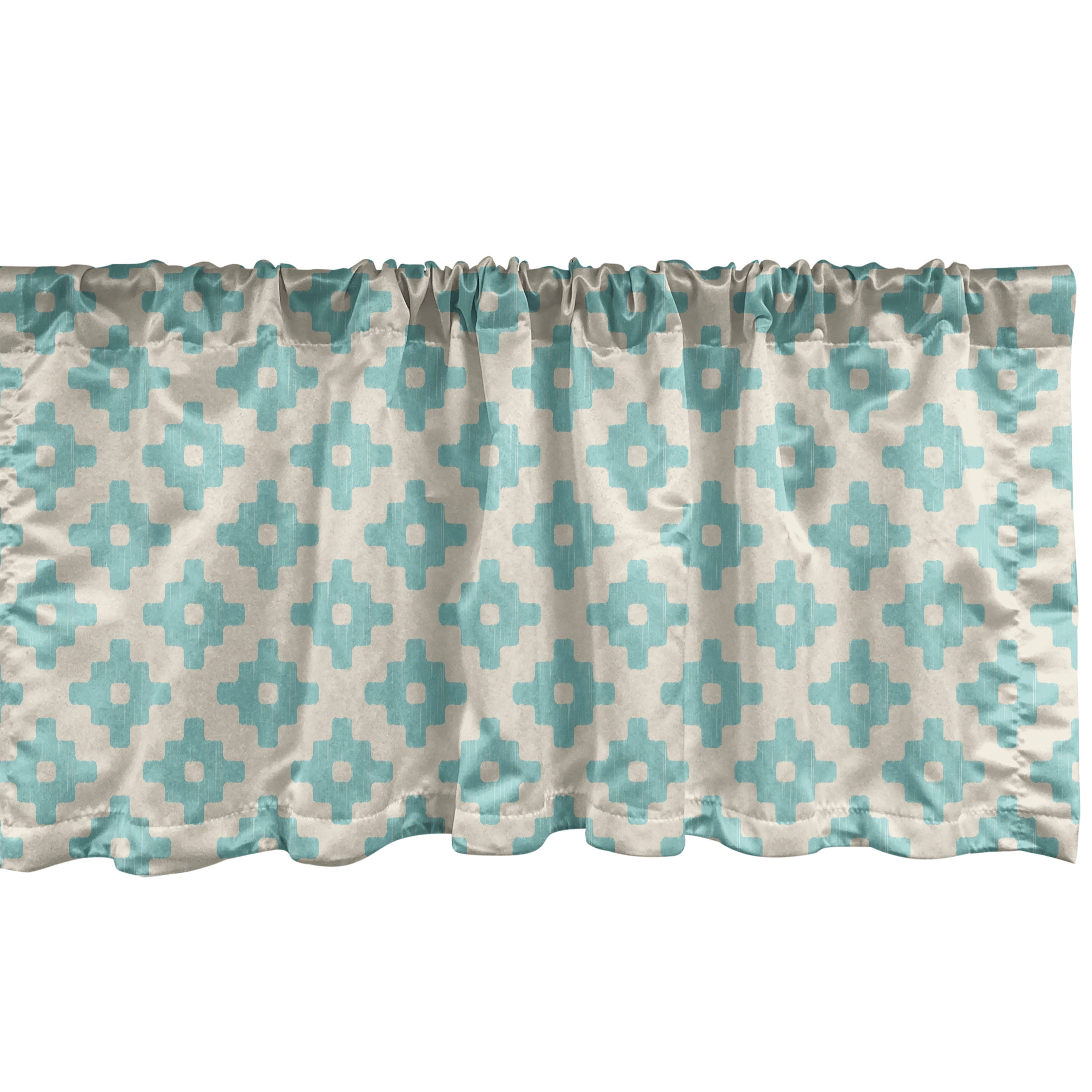 Ambesonne Turquoise Window Valance, Geometric and Retro, 54" X 18 ...