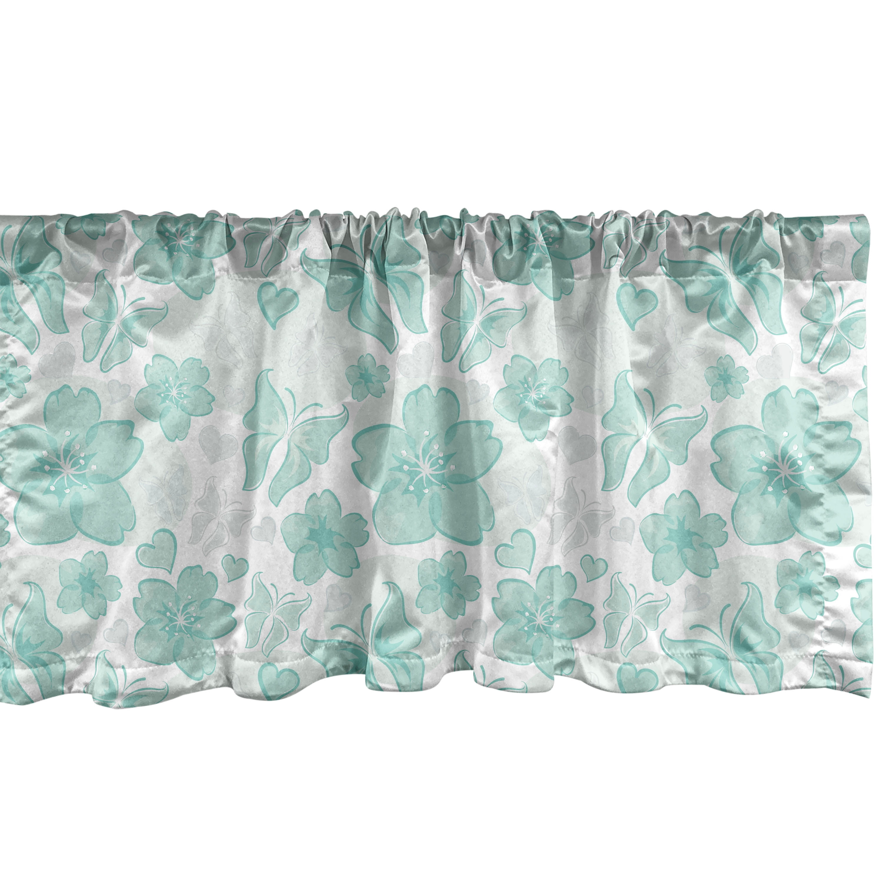 Ambesonne Turquoise Window Valance, Spring Butterflies, 54" X 12 ...