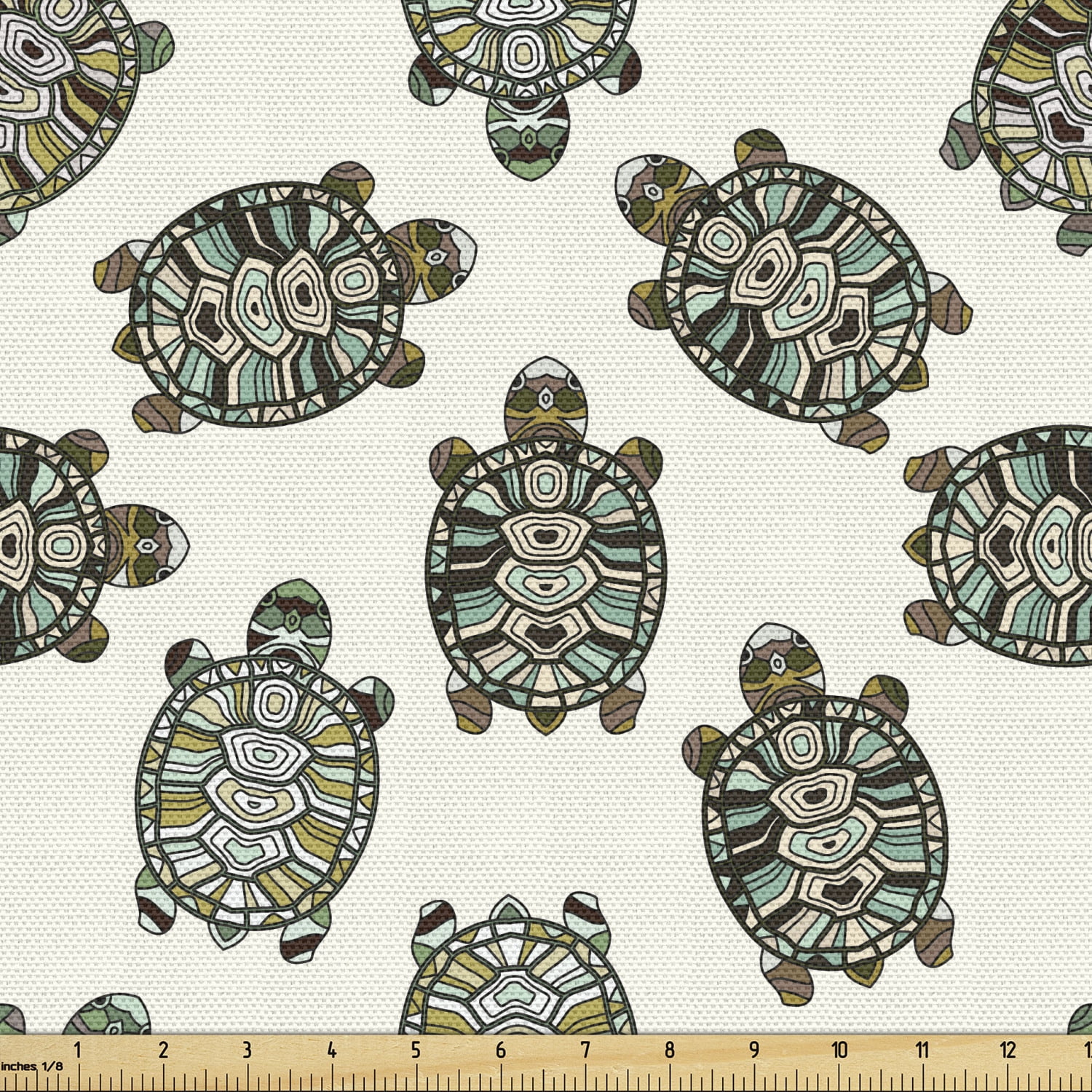 Ambesonne Turtle Fabric by the Yard Upholstery, Ornate Tortoise Pattern ...