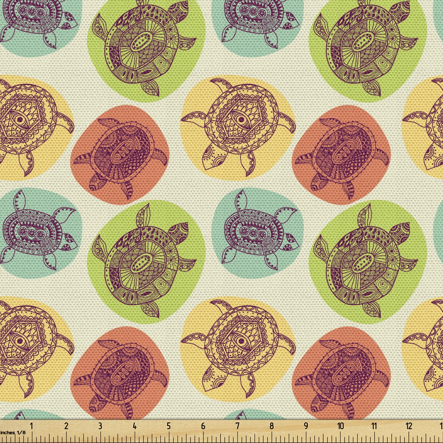 Ambesonne Turtle Fabric by the Yard Upholstery, Sea Animals Color Blots ...