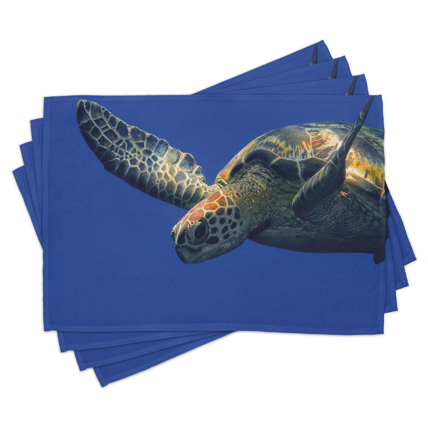 Ambesonne Turtle Place Mats Set of 4, Sea Animal Swimming, Standard ...