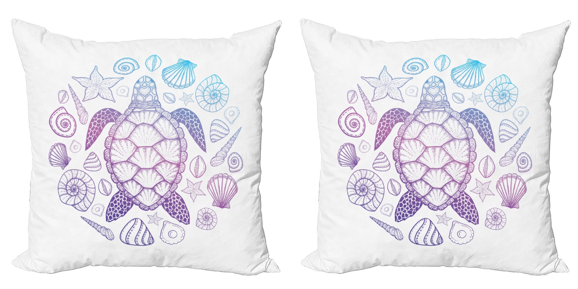 Ambesonne Turtle Throw Pillow Cover 2 Pack, Colorful Marine Animals, 18 ...