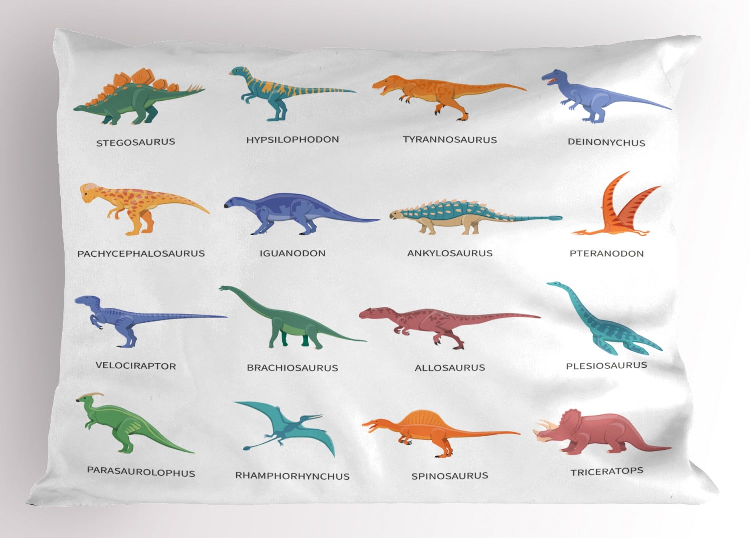 Ambesonne Tyrannosaurus Pillow Sham, Jurassic Fossil Dinos, 26" X 20 ...