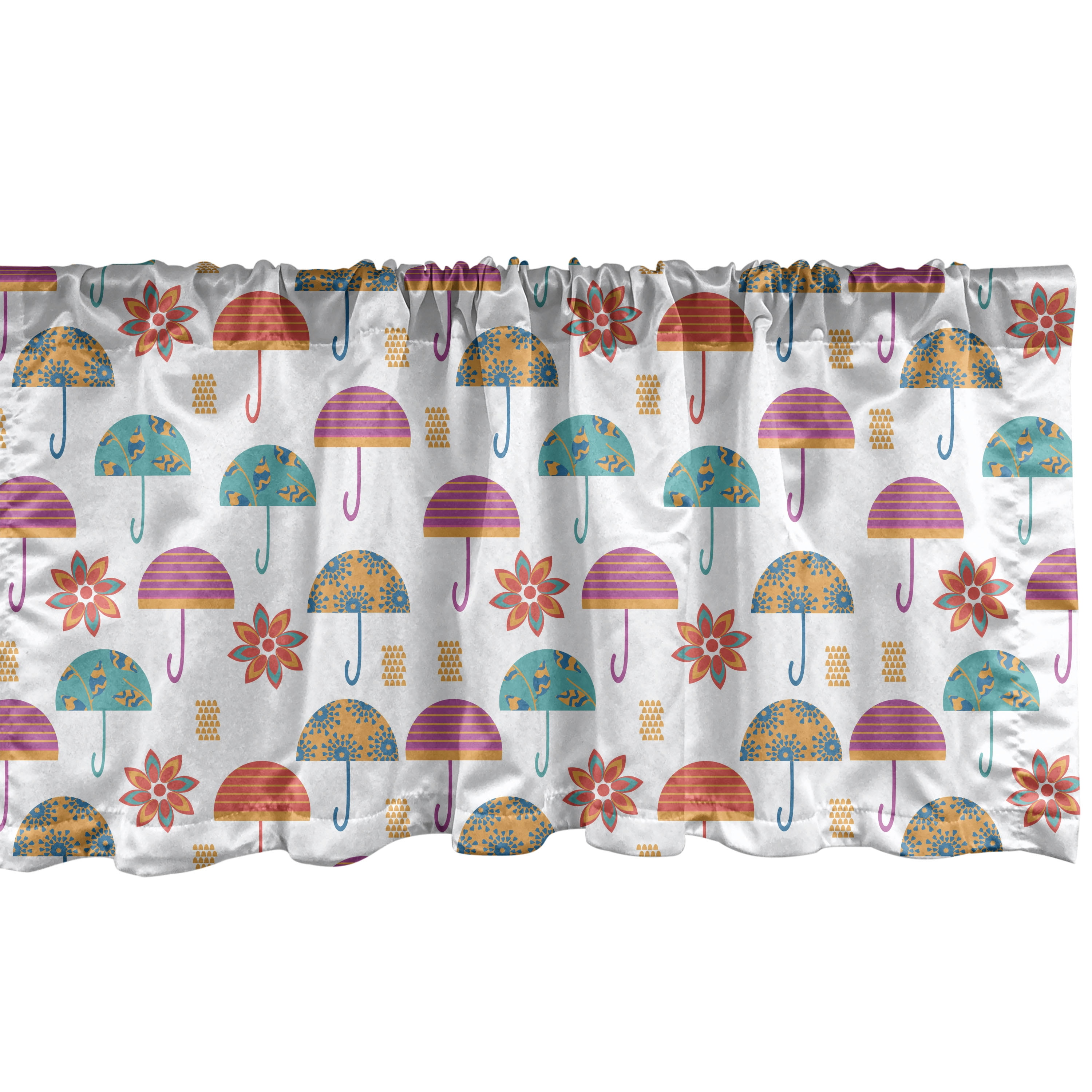 Ambesonne Umbrella Window Valance, Colorful Flowers Parasols, 54" X 18 ...