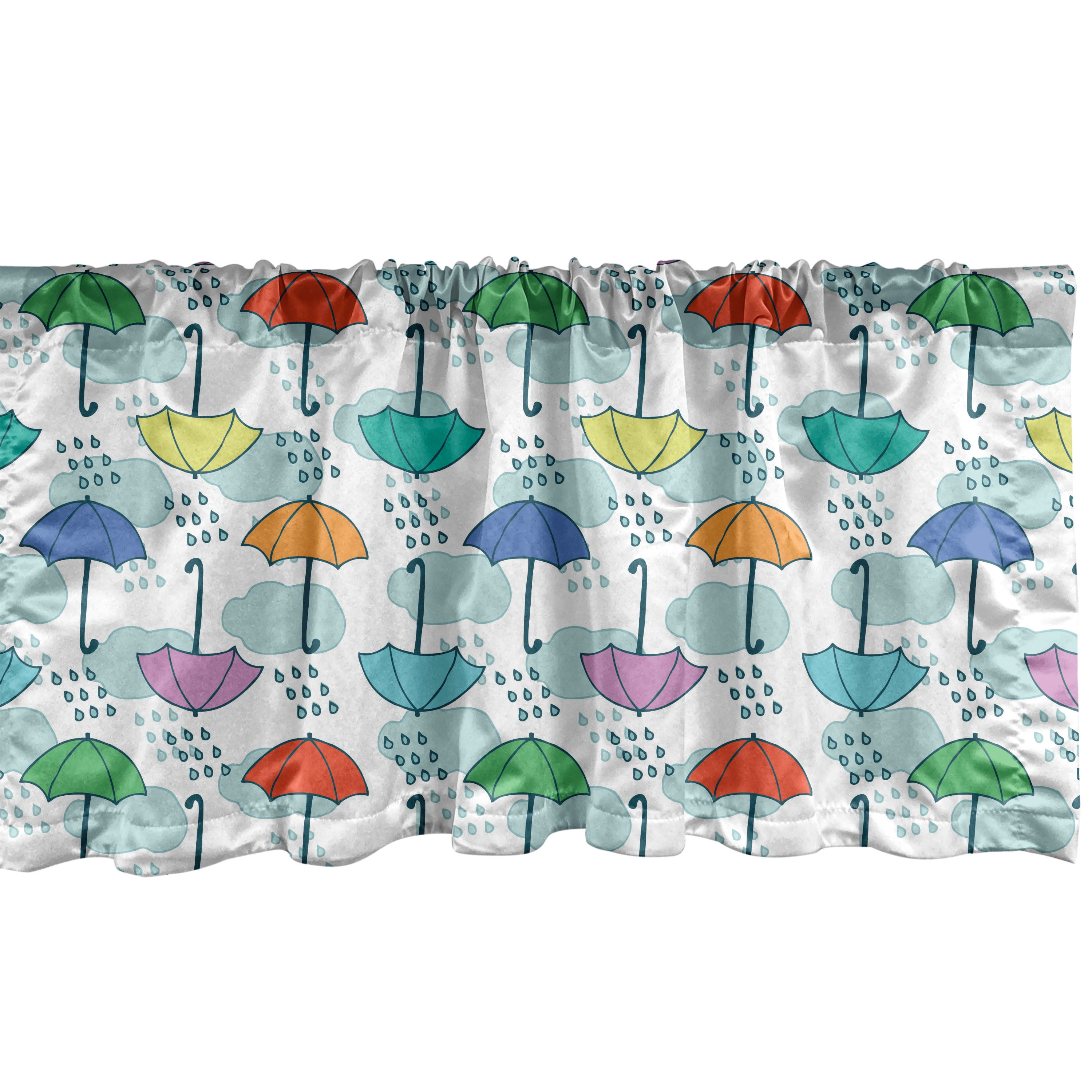 Ambesonne Umbrella Window Valance, Parasol Pattern in Rain, 54" X 12 ...