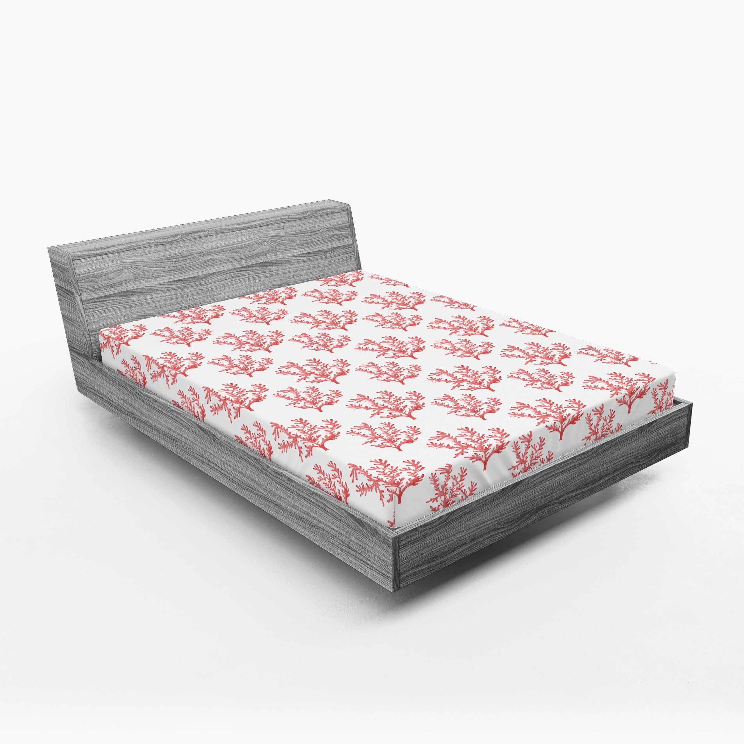 Ambesonne Under the Sea Fitted Sheet, Coral Seaweed Plant, Queen Size ...