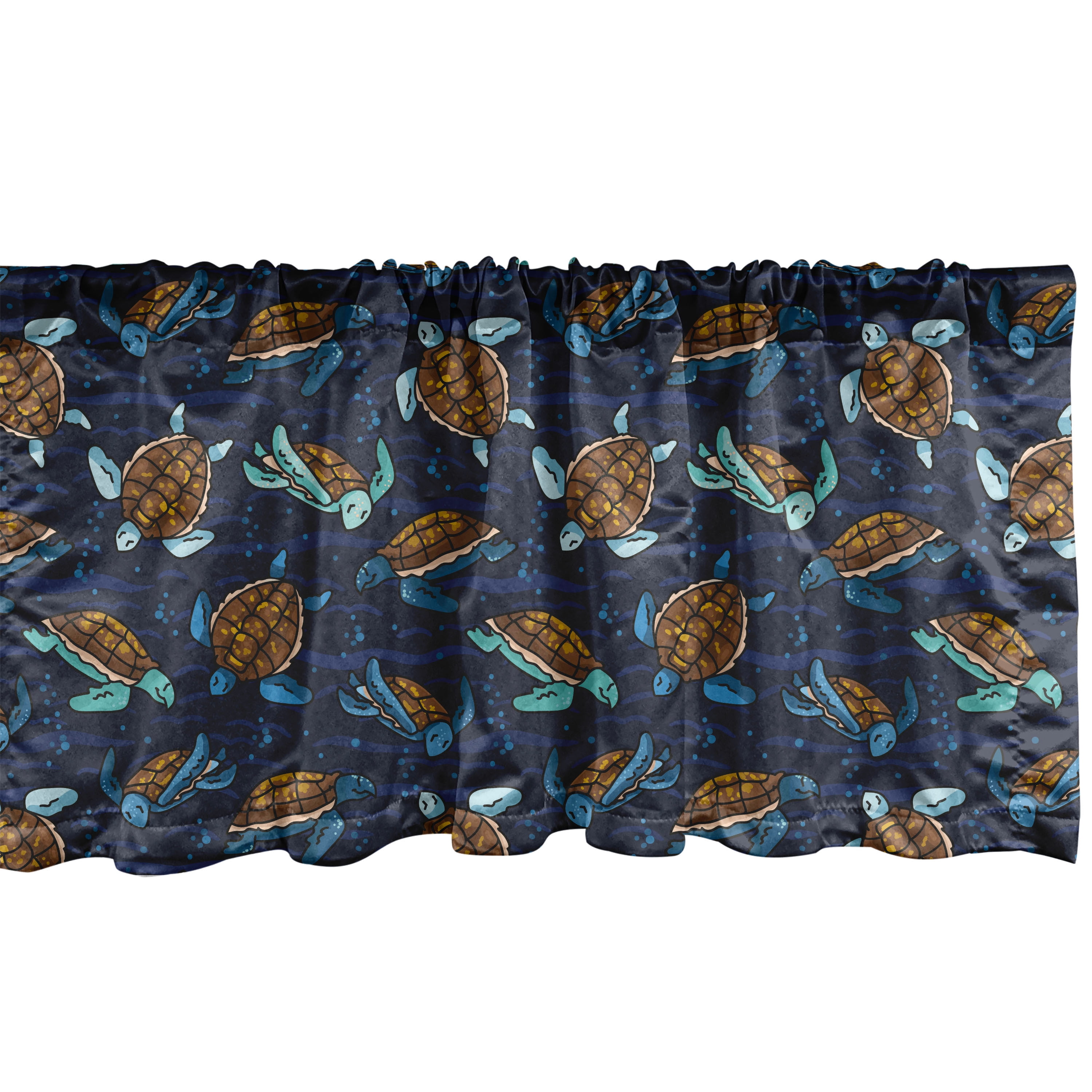 Ambesonne Under the Sea Window Valance, Cartoon Ocean Life, 54" X 12 ...