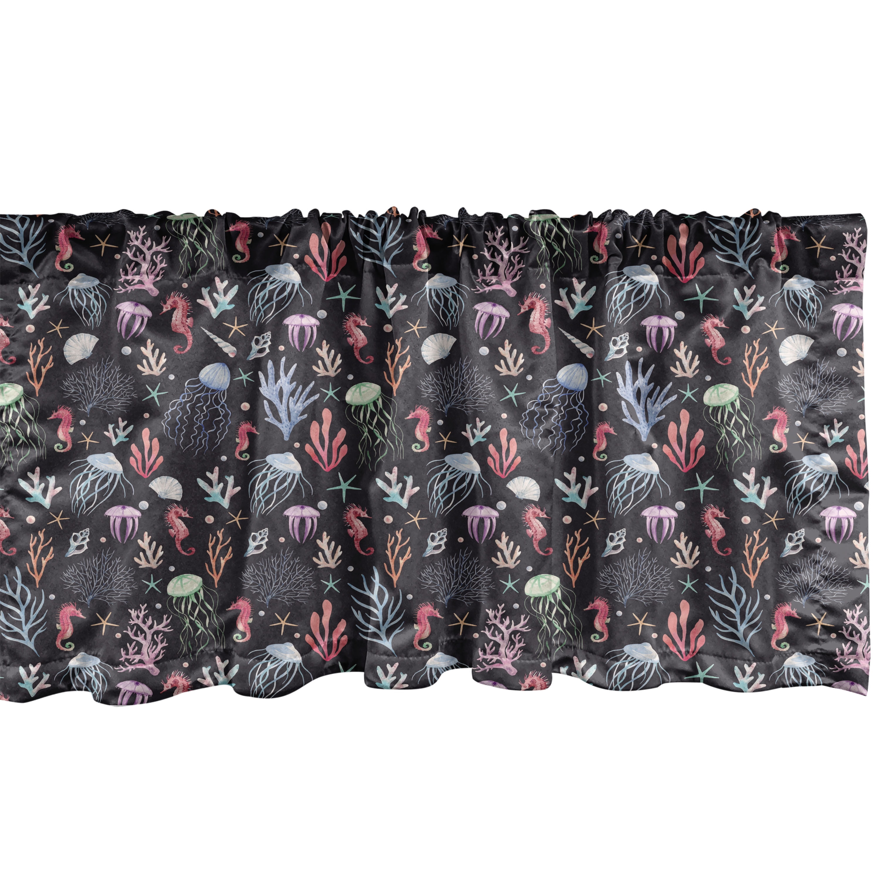 Ambesonne Under the Sea Window Valance, Sea Life Animals, 54" X 12 ...
