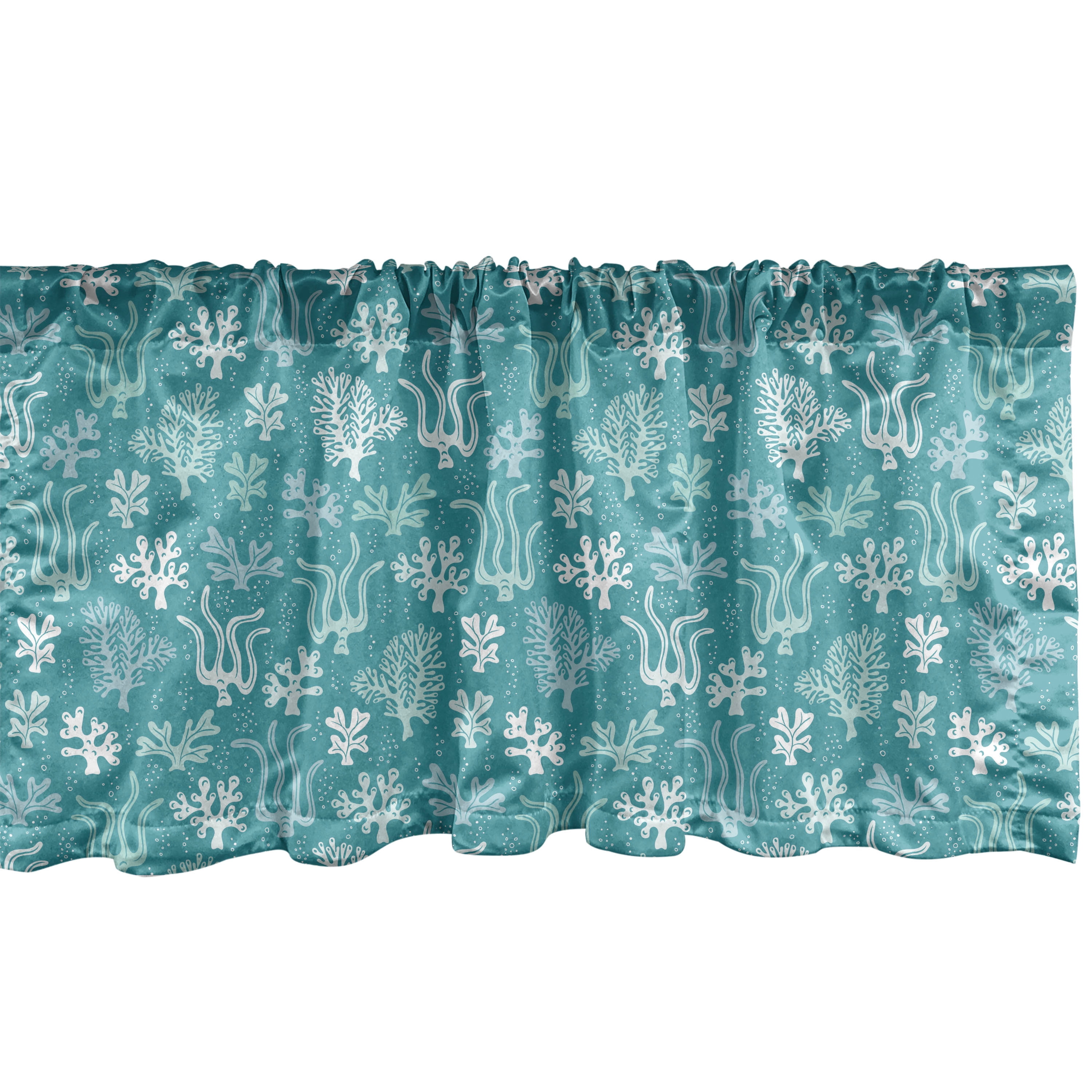 Ambesonne Under the Sea Window Valance, Seaweed Marine Bubble, 54" X 18 ...