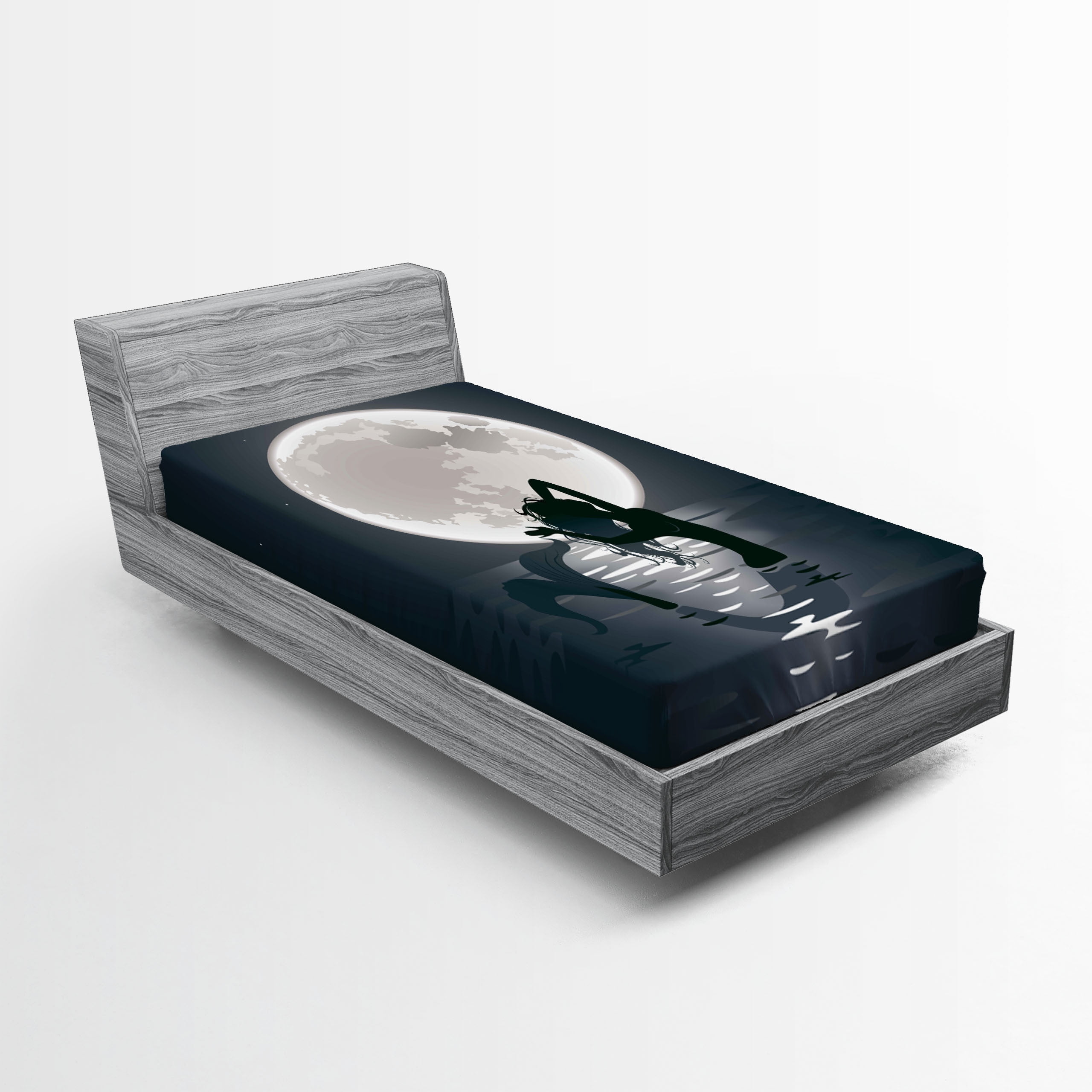 Ambesonne Underwater Fitted Sheet, Mermaids at Night, Twin XL Size ...