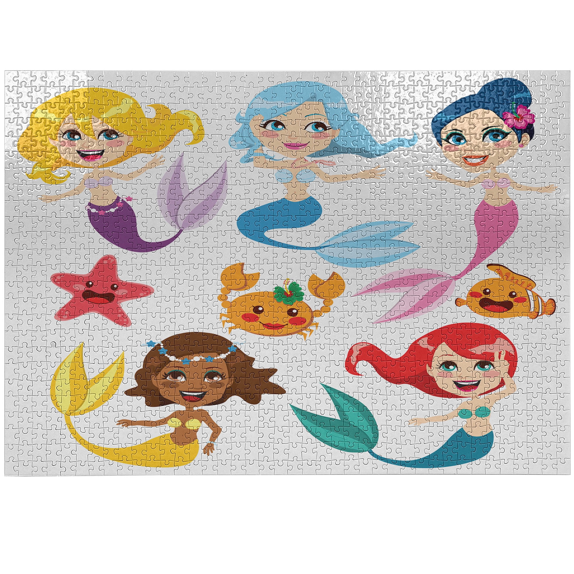 Ambesonne Underwater Jigsaw Puzzle, Mermaids Sea Friends, Heirloom ...