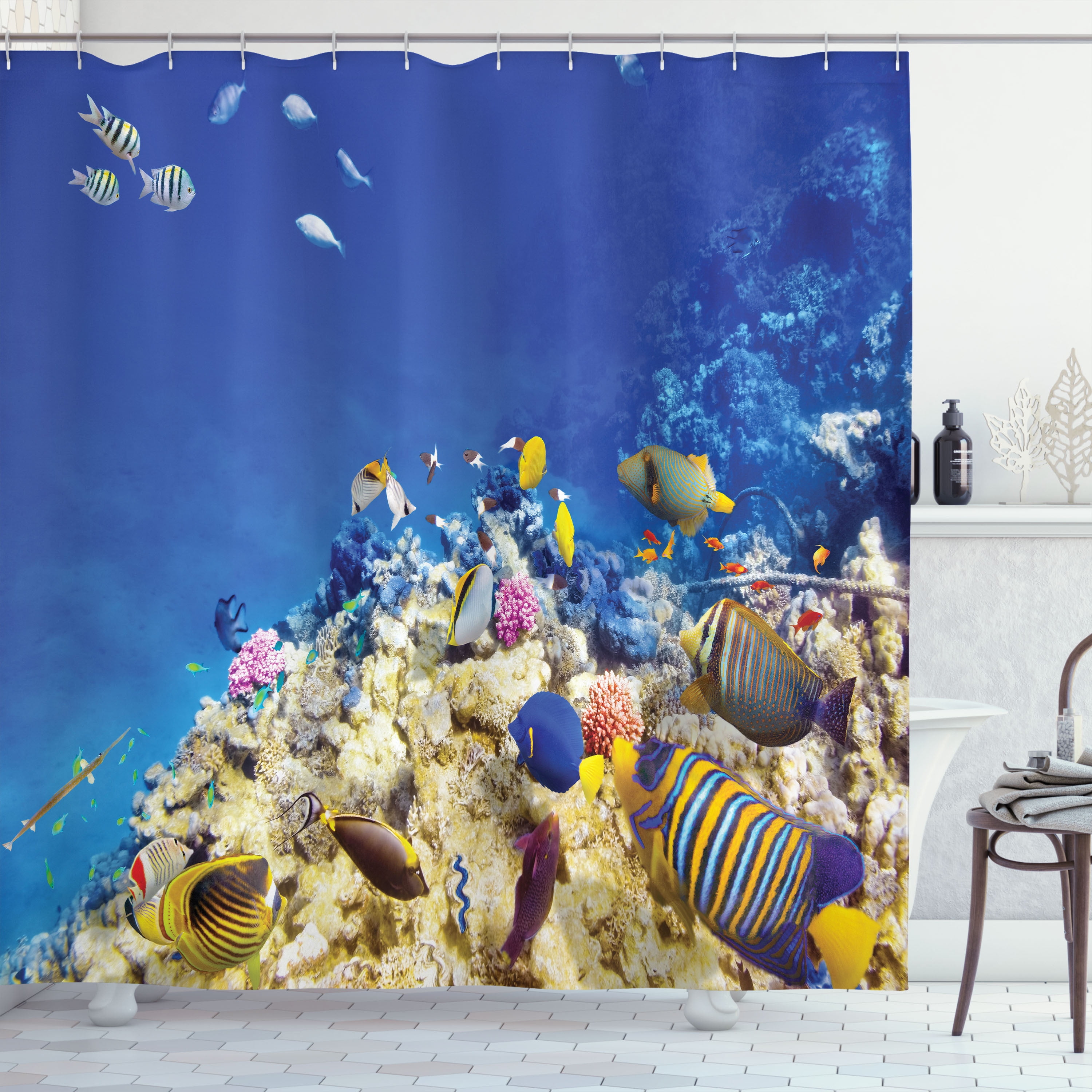 Ambesonne Underwater Shower Curtain, Caribbean Seascape, 69"Wx75"L ...