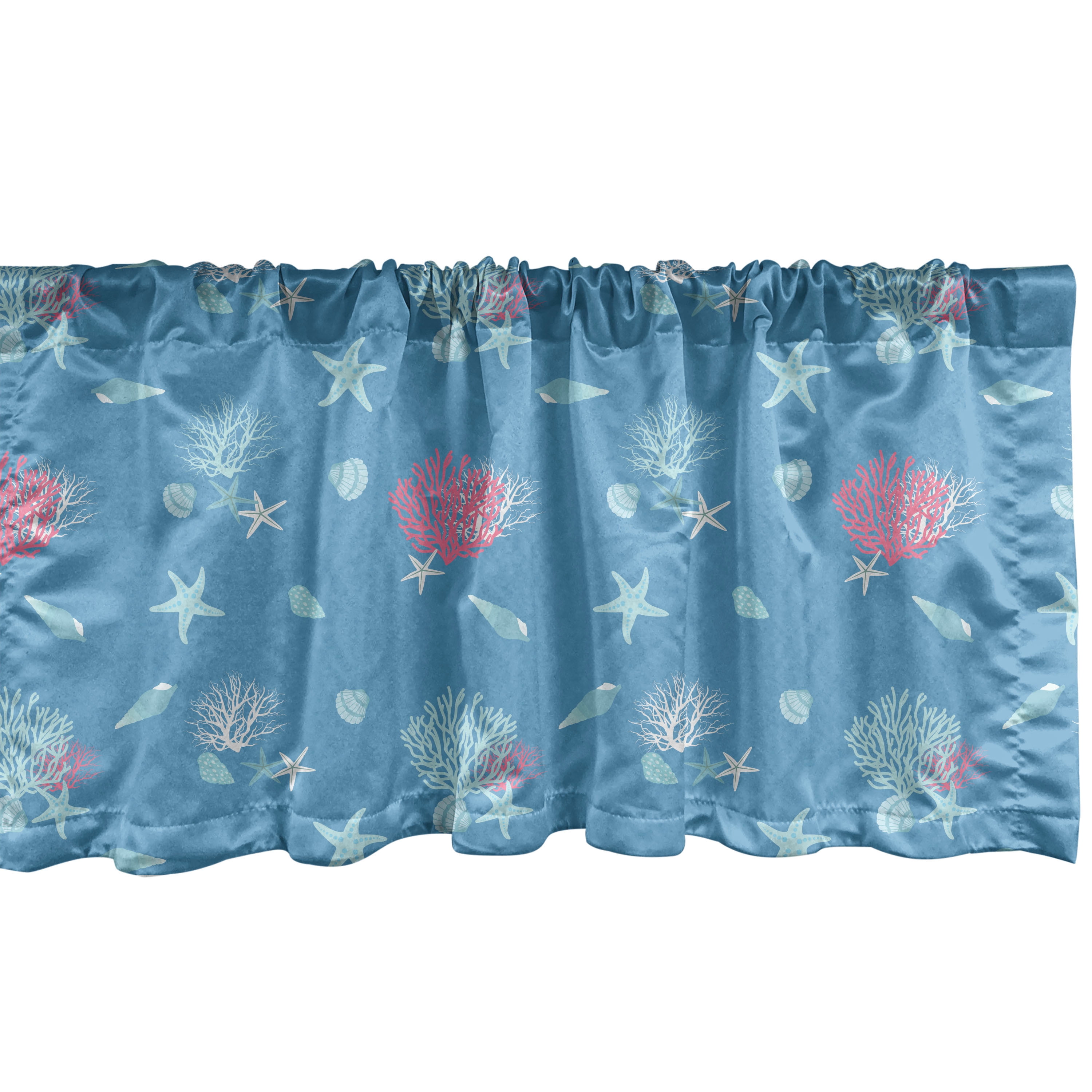 Ambesonne Underwater Window Valance, Coral Reef and Sea Shell, 54" X 18 ...