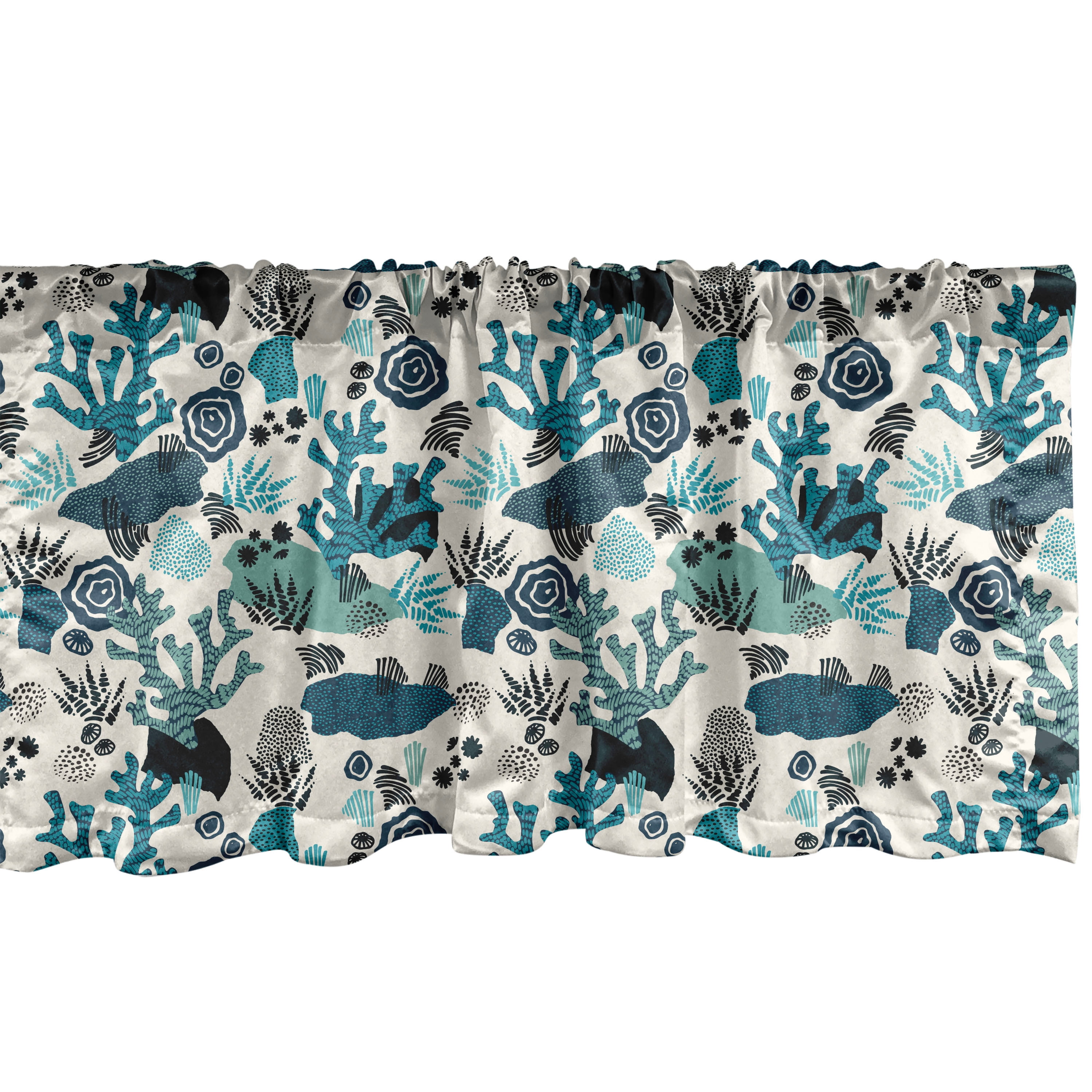 Ambesonne Underwater Window Valance, Marine Life Abstract Art, 42" x 18 ...