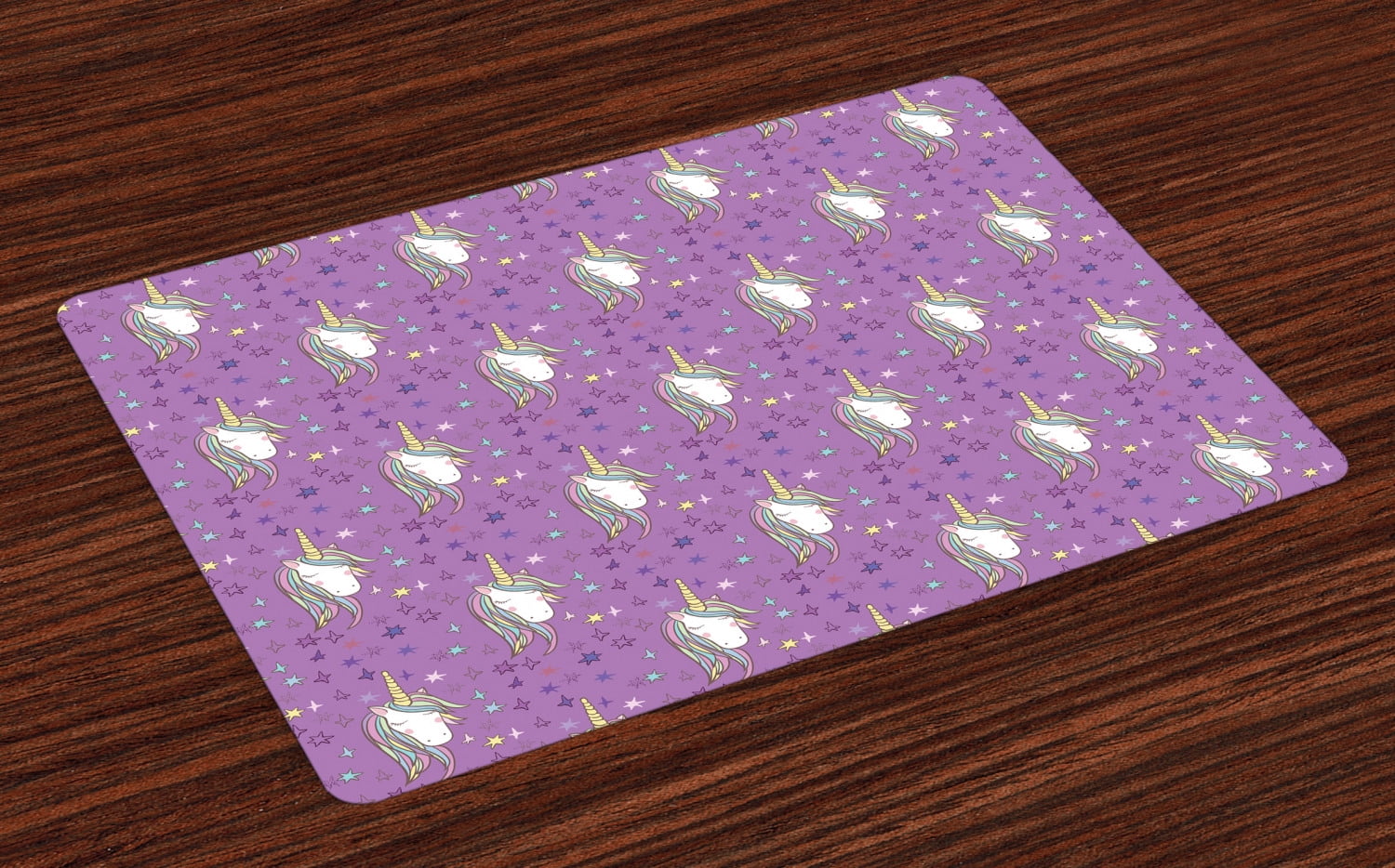 Ambesonne Unicorn Party Place Mats Set of 4, Magic Cartoon Animal ...