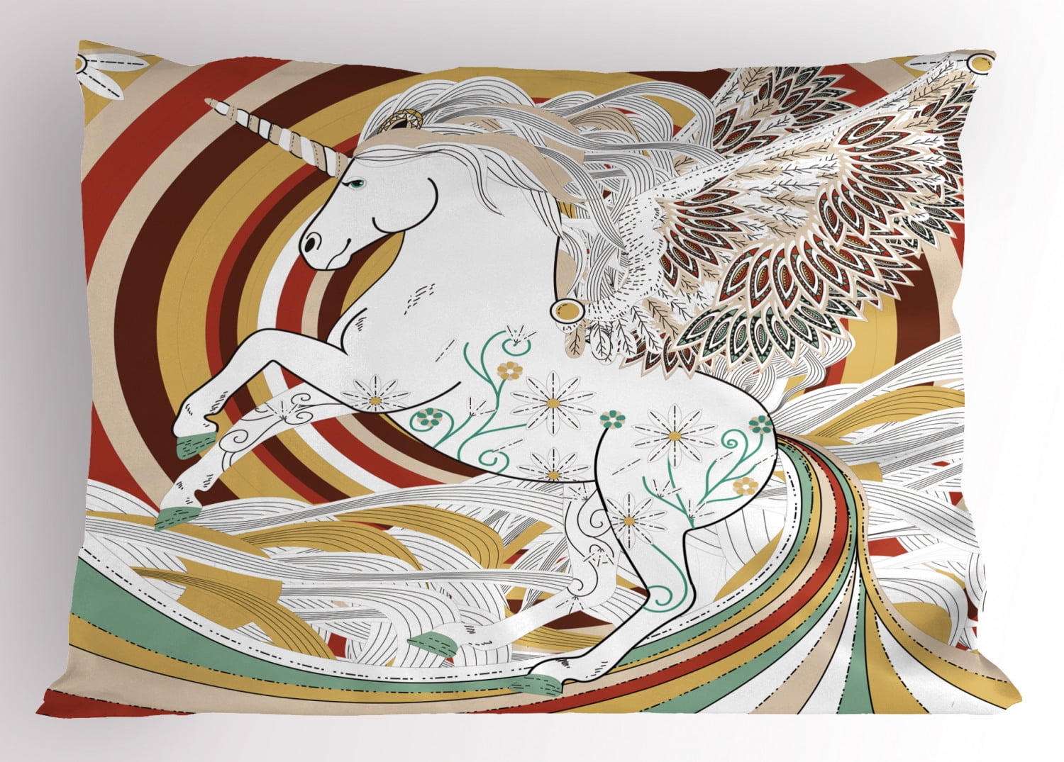 Ambesonne Unicorn Pillow Sham, Pegasus Horse with Wings, 26" X 20 ...