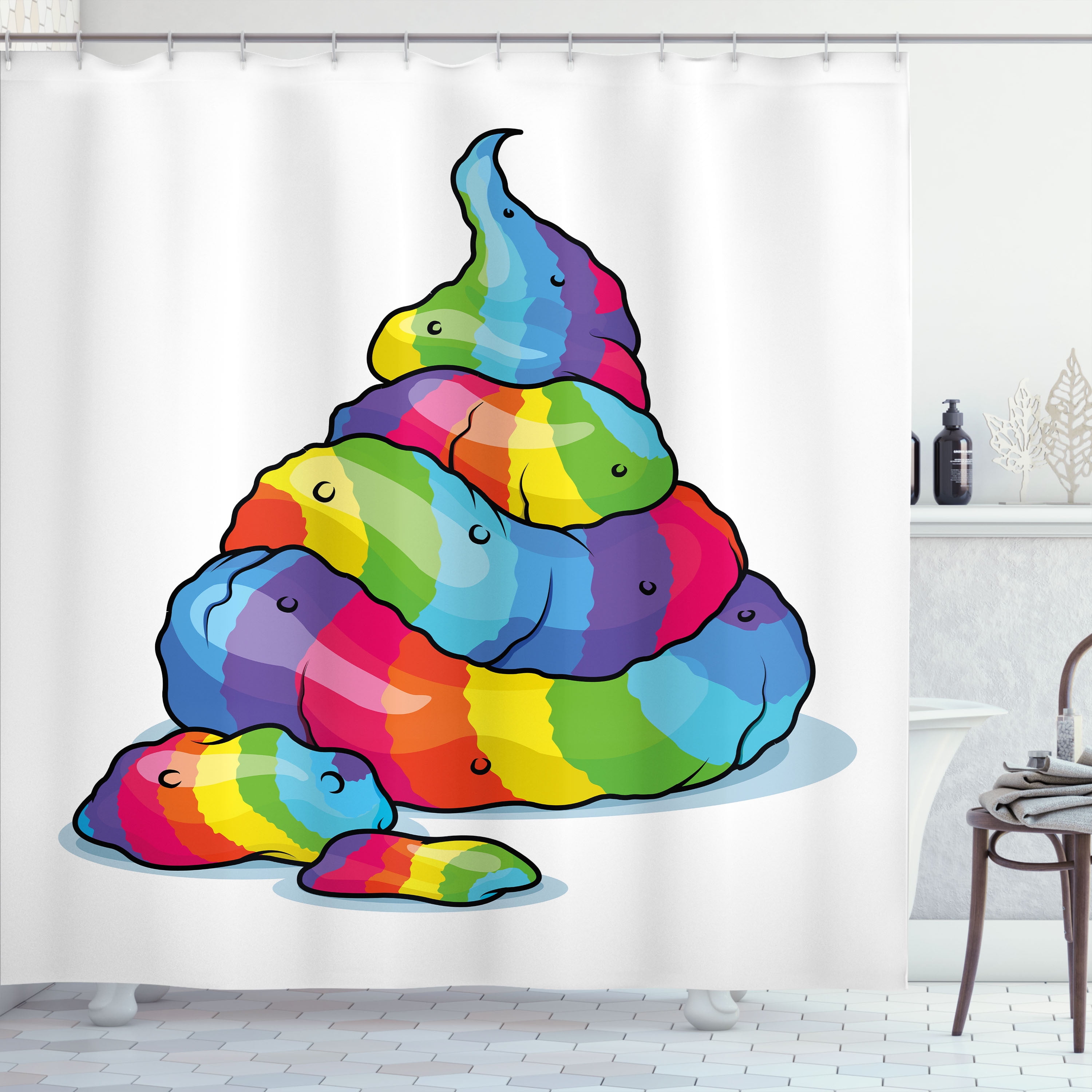 Ambesonne Unicorn Rainbow Shower Curtain, Funny Pony Poop, 69"Wx75"L ...