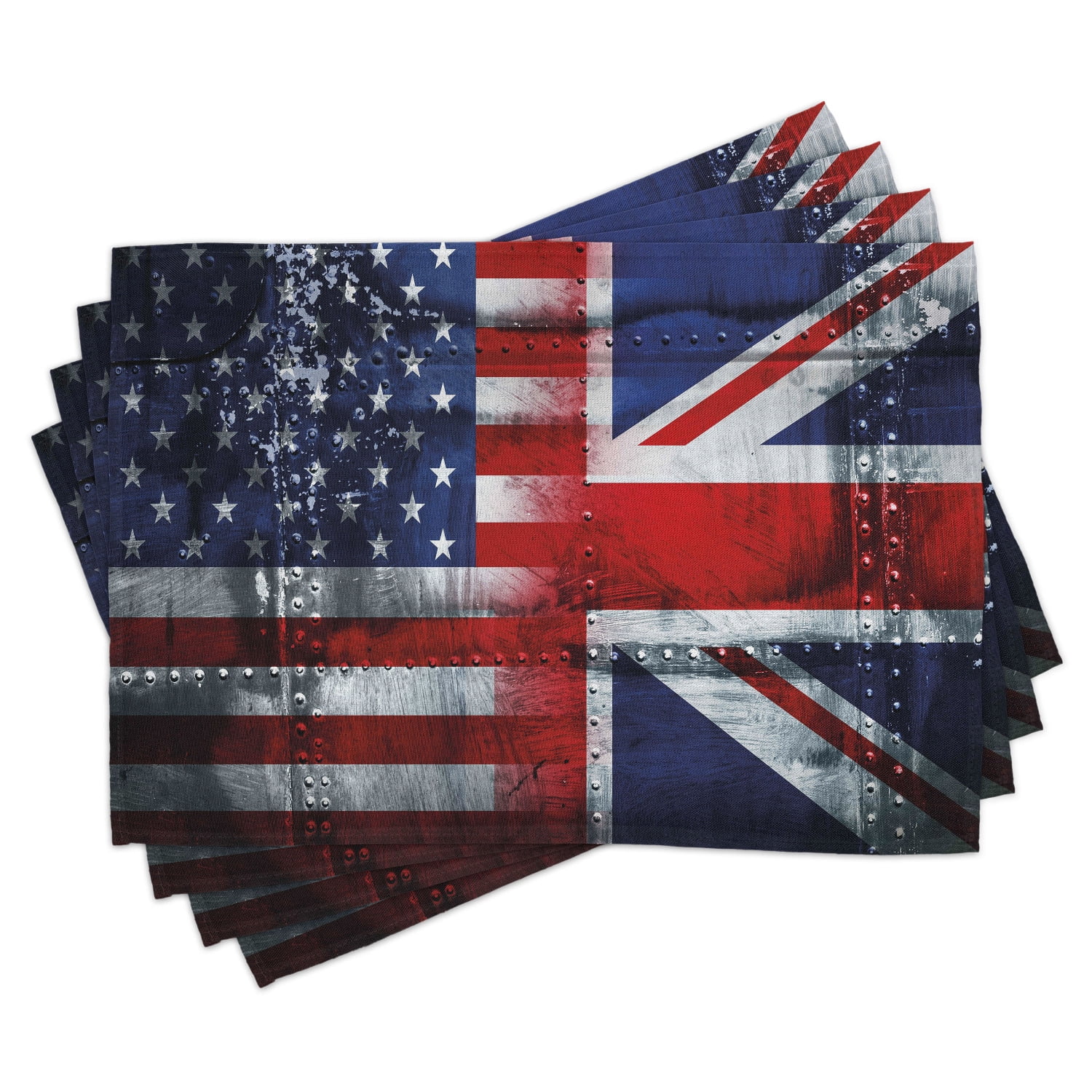 Ambesonne Union Jack Place Mats Set of 4, UK and USA Flags Design ...