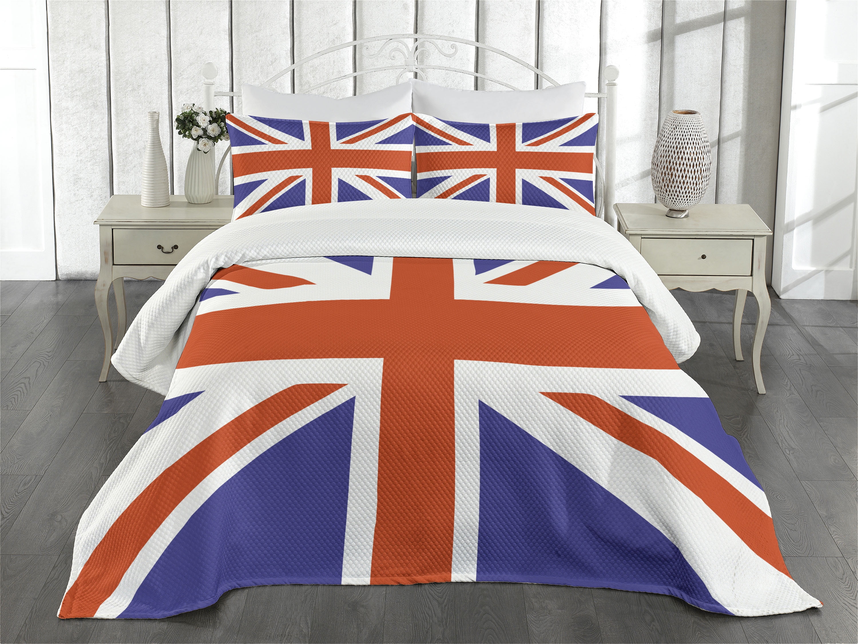 Ambesonne Union Jack Quilted Bedspread Set 3 Pcs, British Loyal, King ...