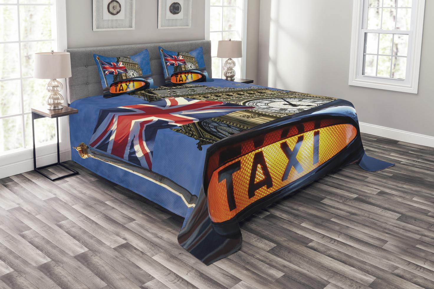 Ambesonne Union Jack Quilted Bedspread Set 3 Pcs, Urban Country, Queen ...