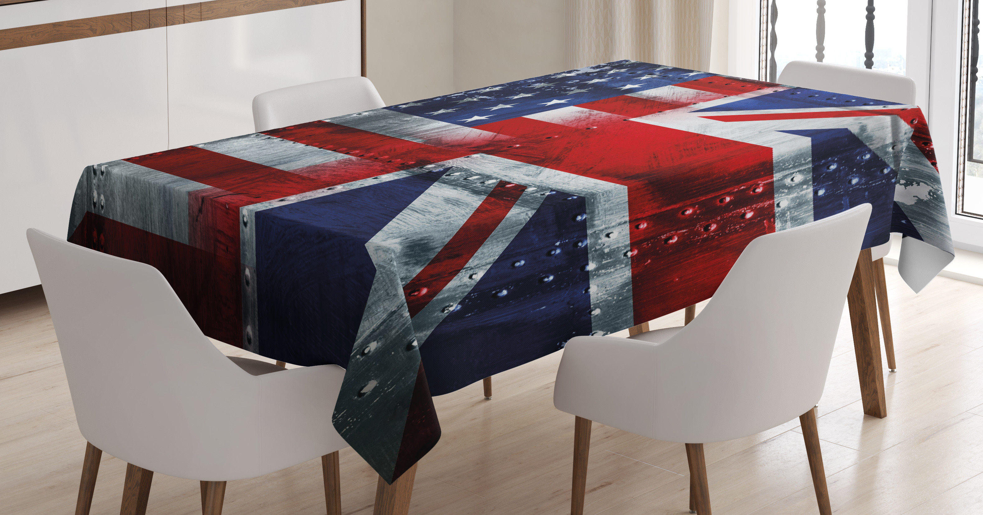 Ambesonne Union Jack Tablecloth Rectangular Table Cover, UK and USA ...