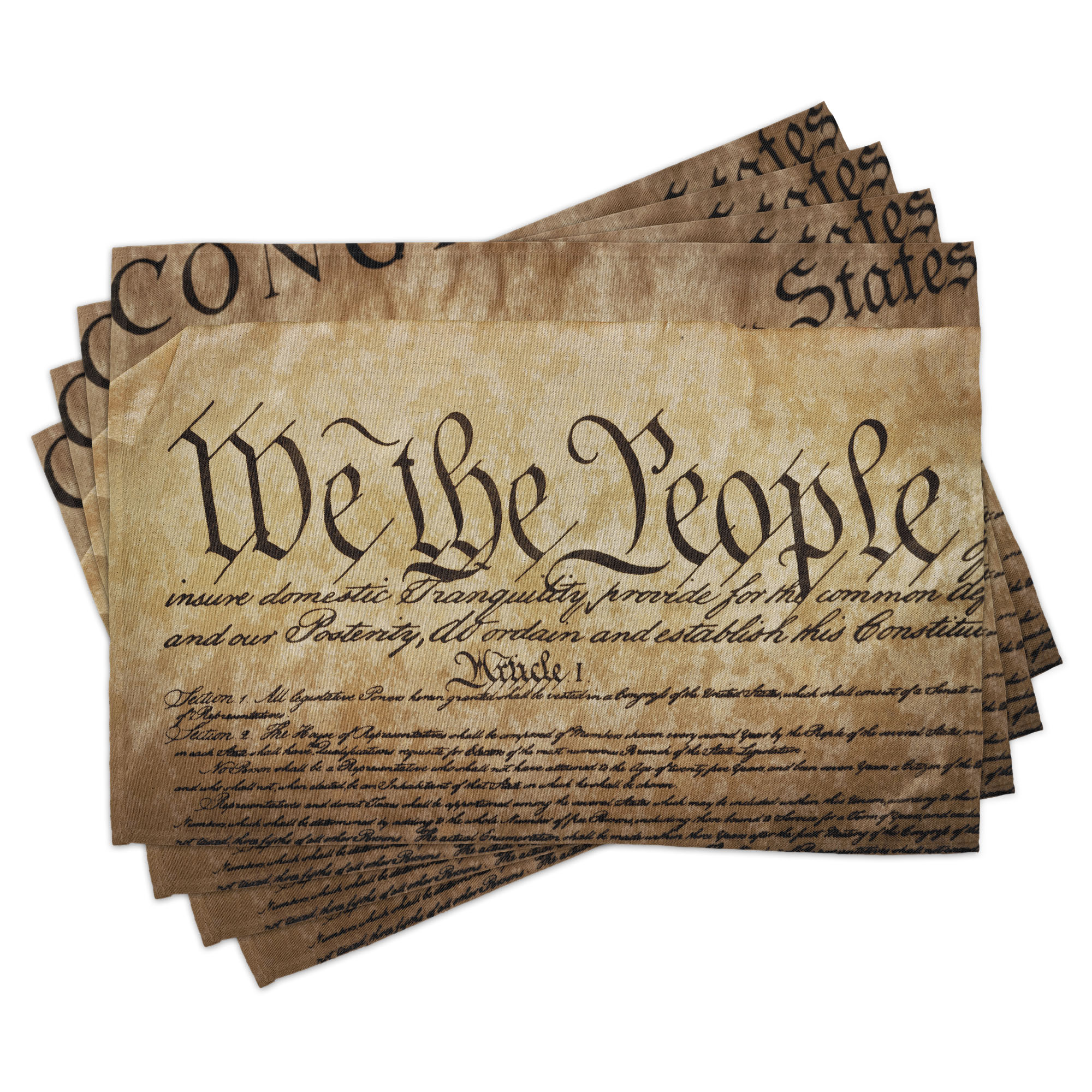 Ambesonne United States Place Mats Set of 4, Constitution Text ...