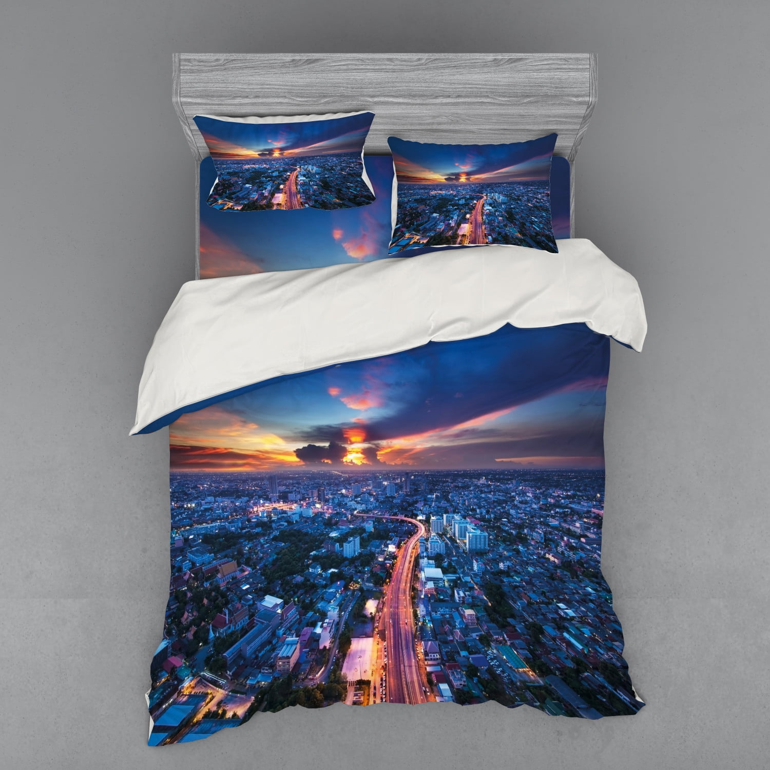 Ambesonne Urban Bedding Set 4 Pcs, Bangkok Thailand Skyline, Queen ...
