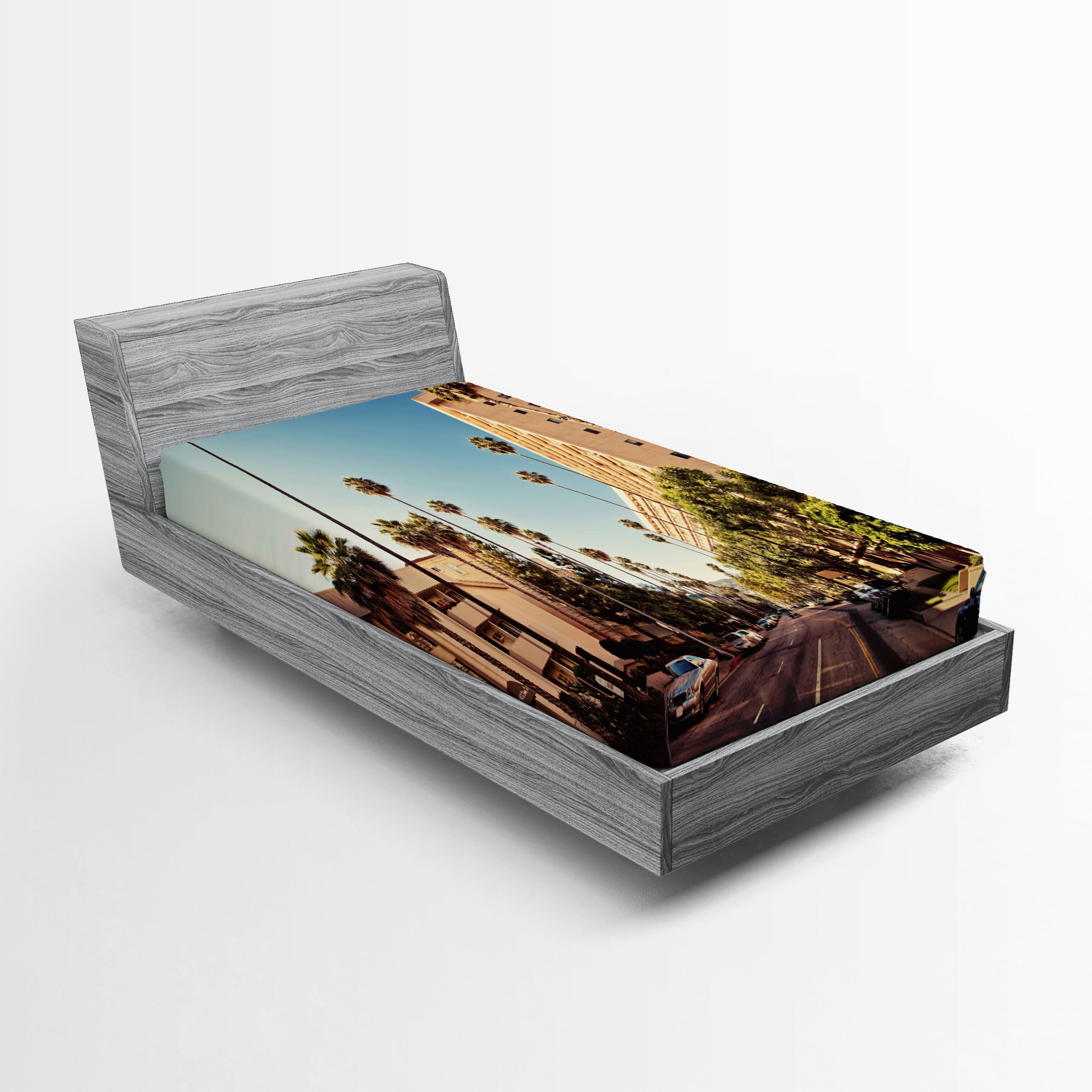 Ambesonne Urban Fitted Sheet, Beverly Hills Street View, Twin XL Size ...