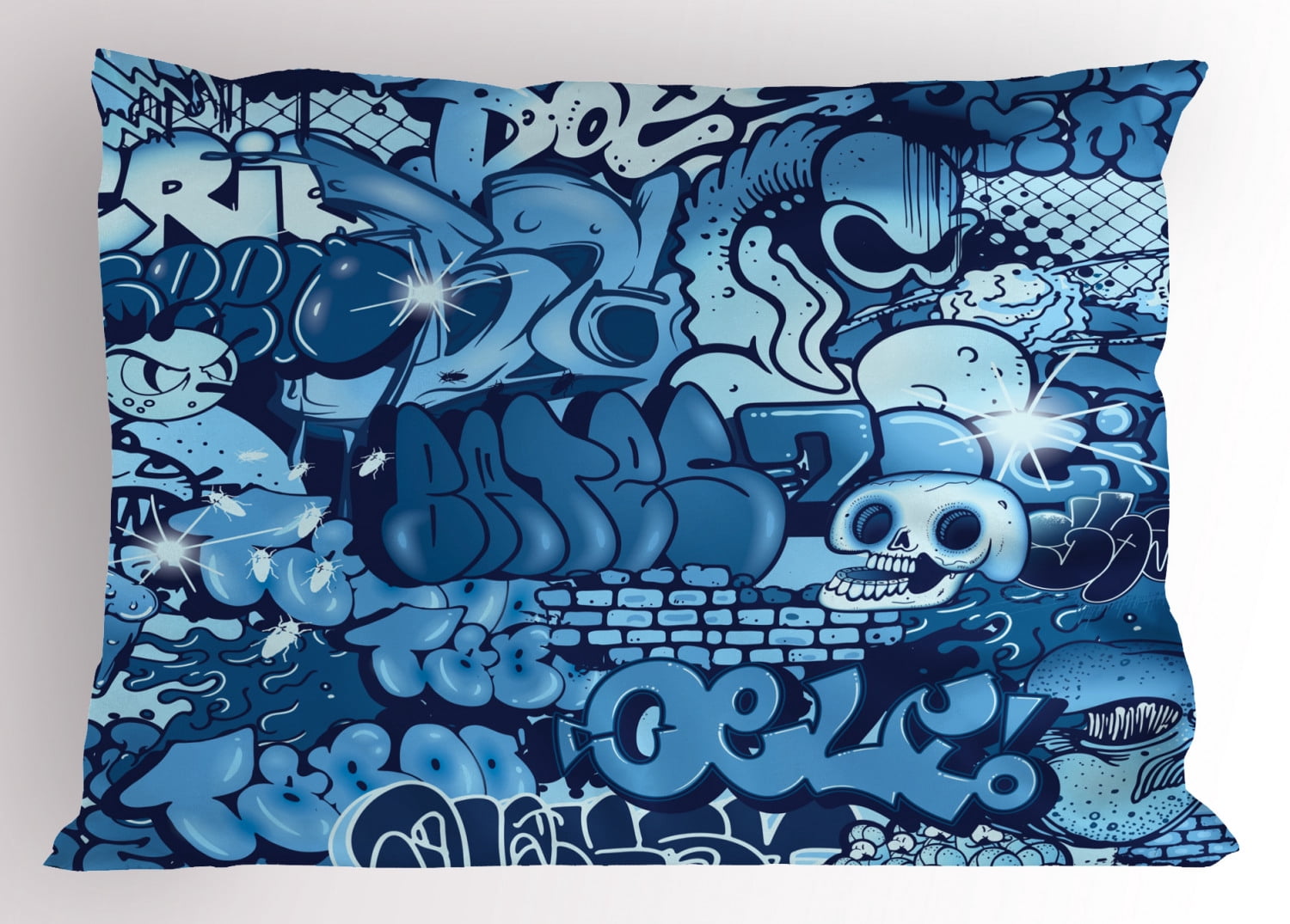 Ambesonne Urban Graffiti Pillow Sham, Xenomorph Alien, 36" X 20", Navy ...