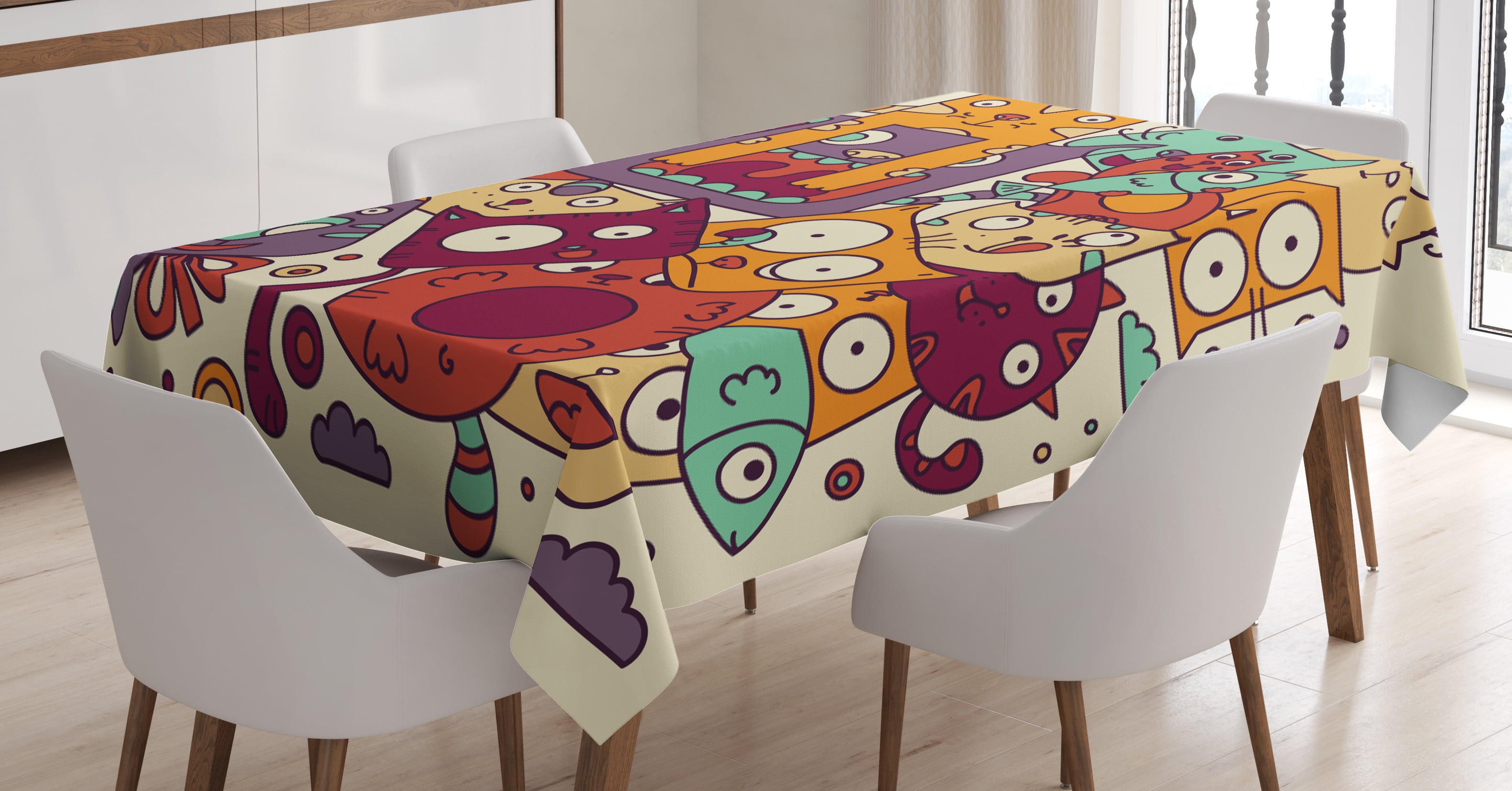 Ambesonne Urban Graffiti Tablecloth Rectangular Table Cover, Absurd ...